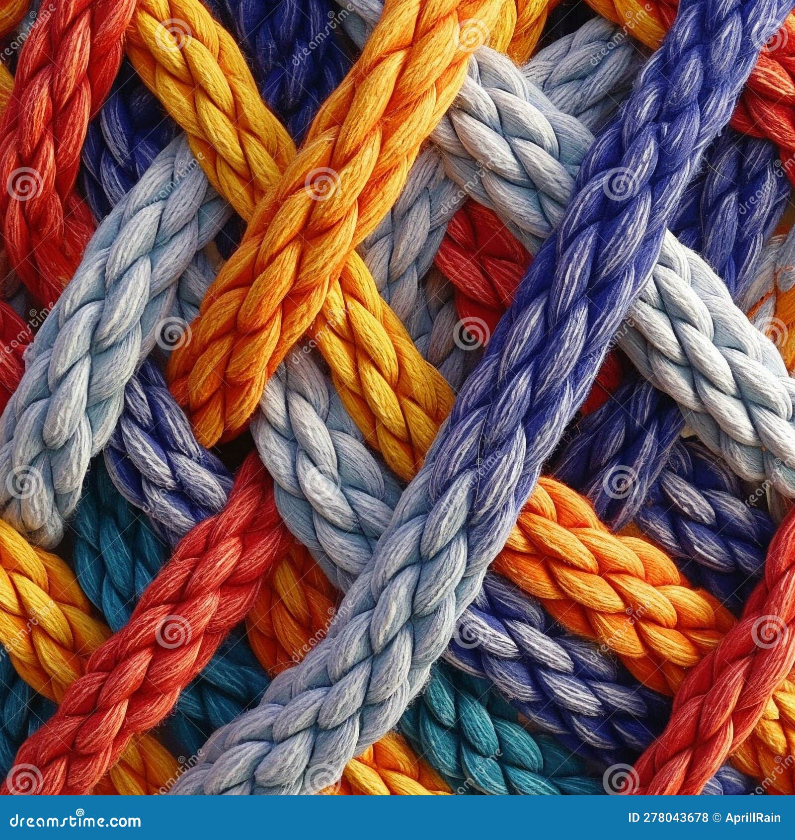 Pattern of Multicoloured Ropes and Twisted Twines. Background Stock ...