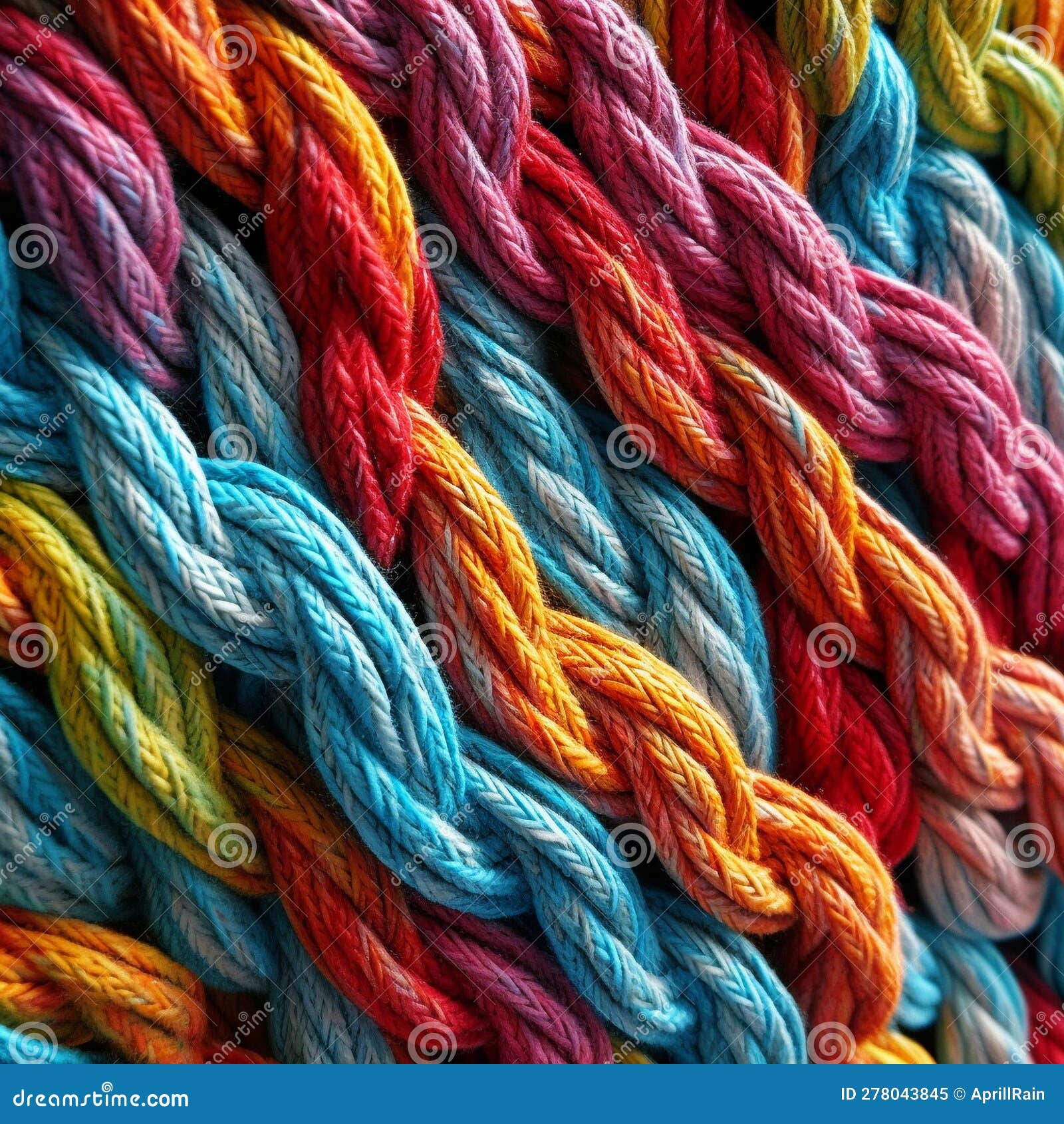 Pattern of Multicoloured Ropes and Twisted Twines. Background Stock ...