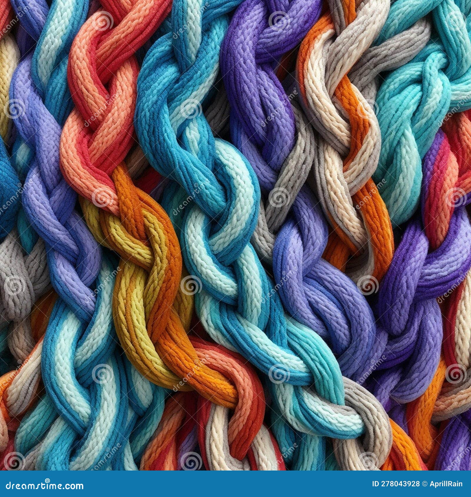 Pattern of Multicoloured Ropes and Twisted Twines. Background Stock ...