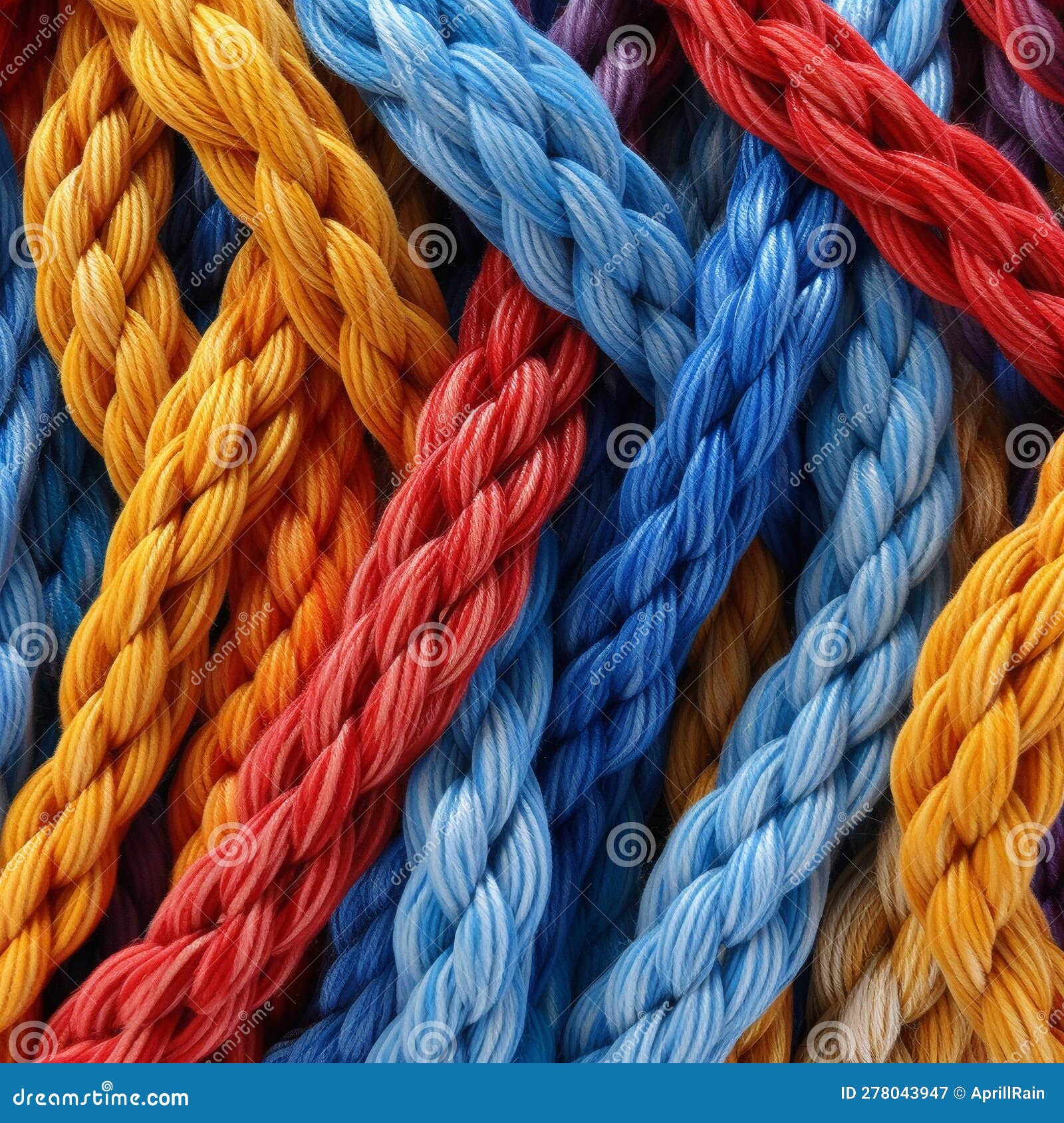 Pattern of Multicoloured Ropes and Twisted Twines. Background Stock ...