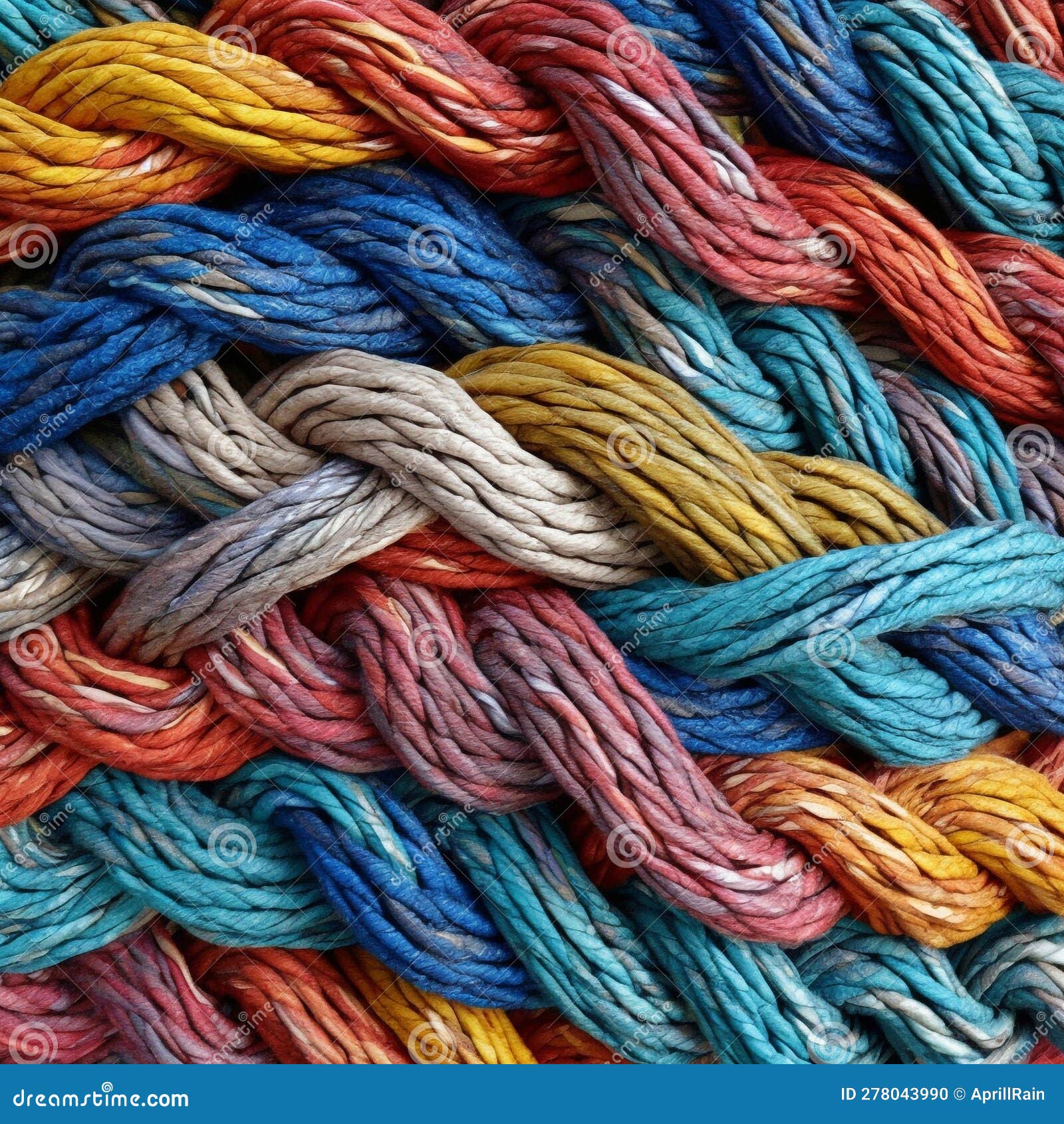Pattern of Multicoloured Ropes and Twisted Twines. Background Stock ...