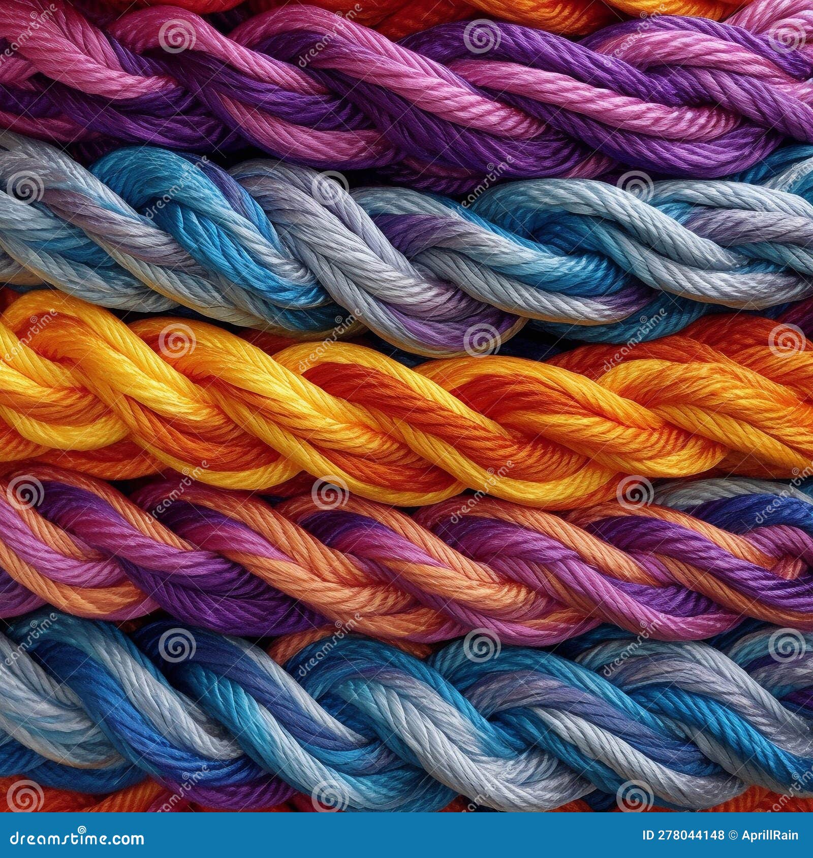 Pattern of Multicoloured Ropes and Twisted Twines. Background Stock ...