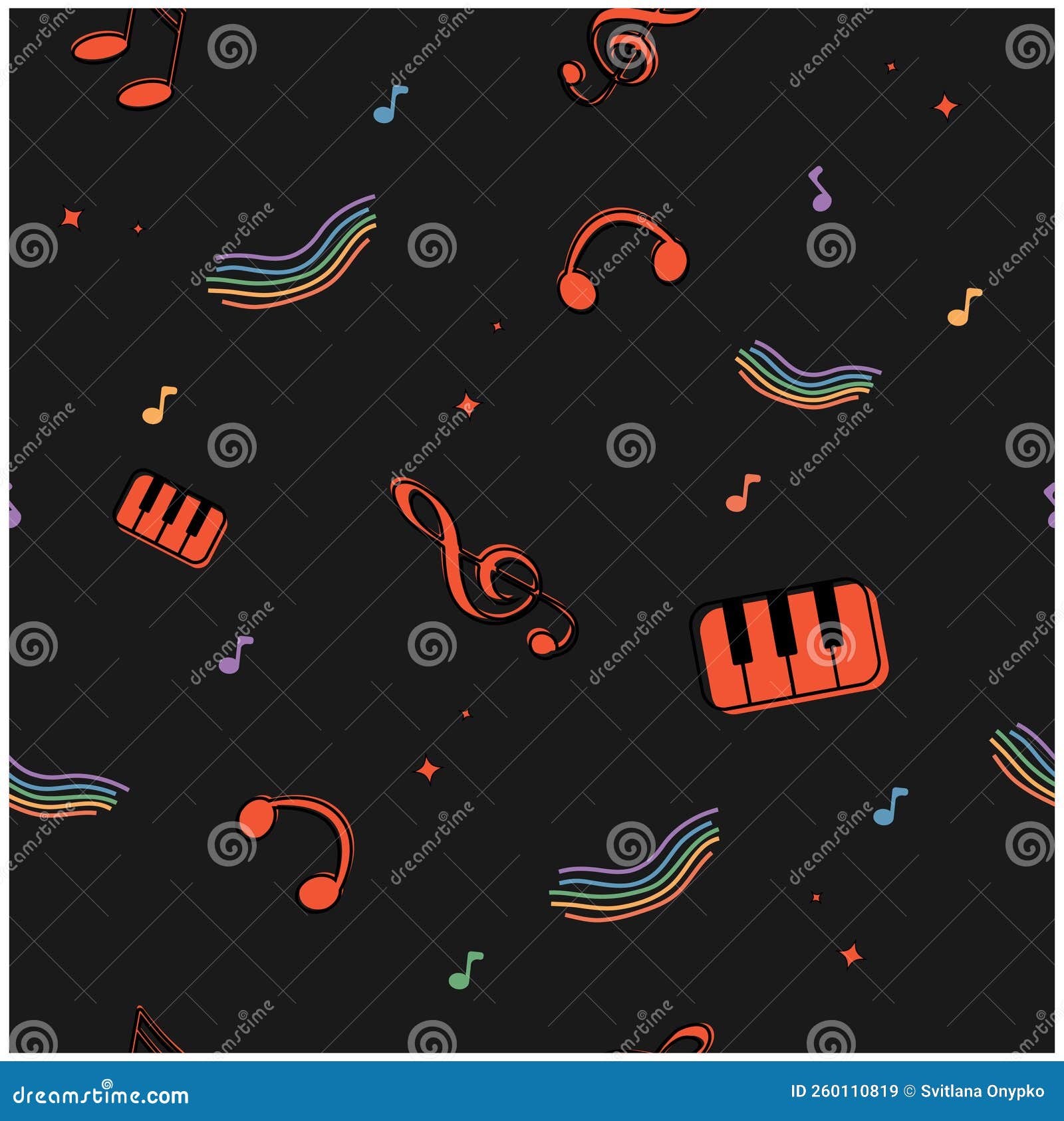 Pattern Music on a Black Background Stock Vector - Illustration of ...