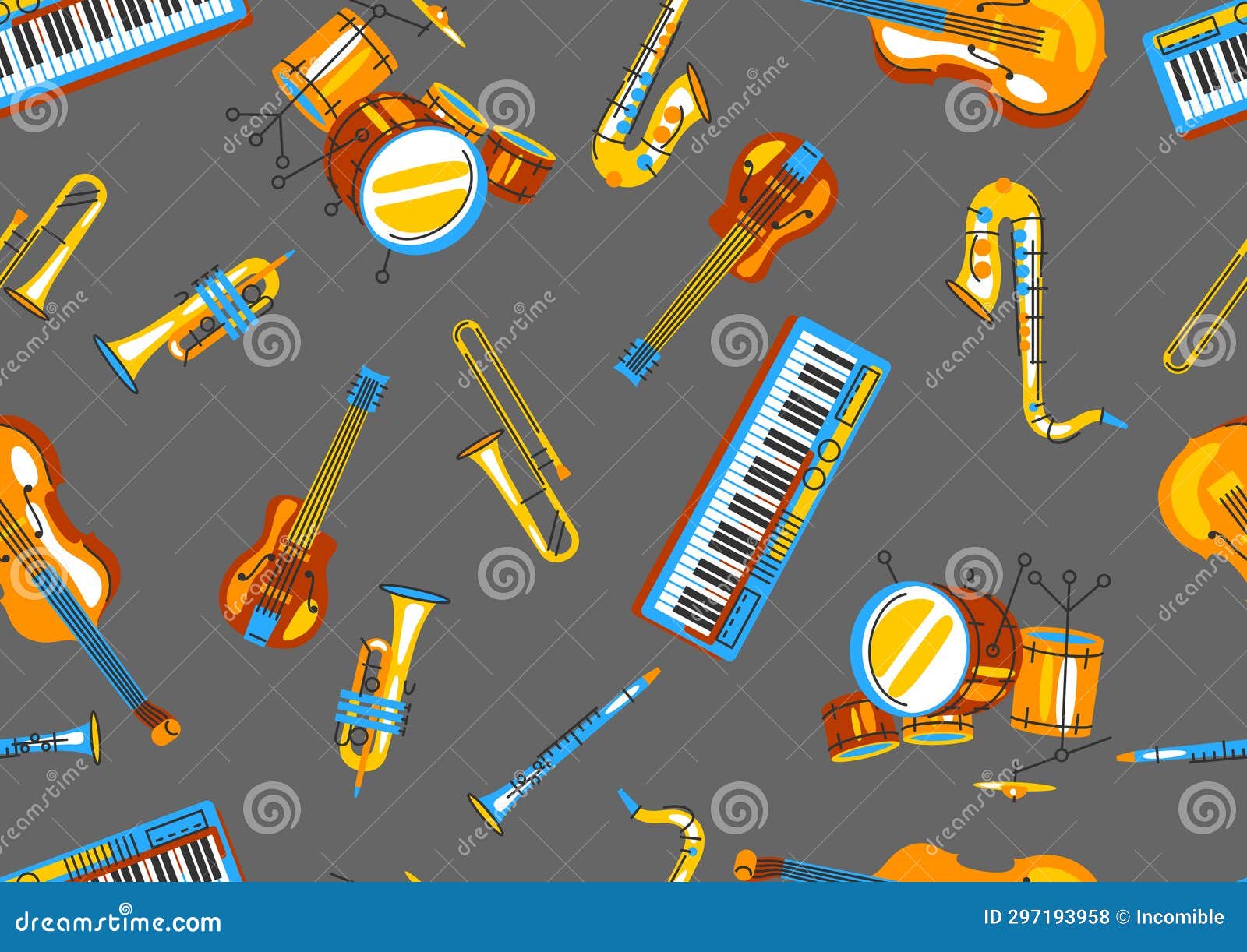 Pattern with Musical Instruments. Jazz, Blues and Classical Music Stock ...