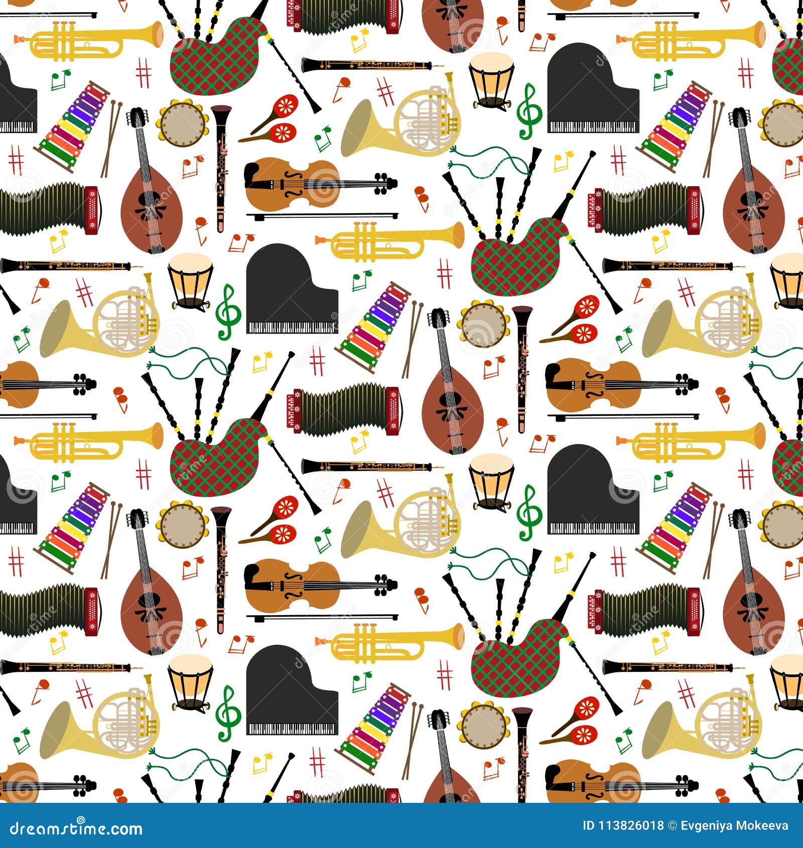 Pattern with Musical Instruments Stock Vector - Illustration of icons ...
