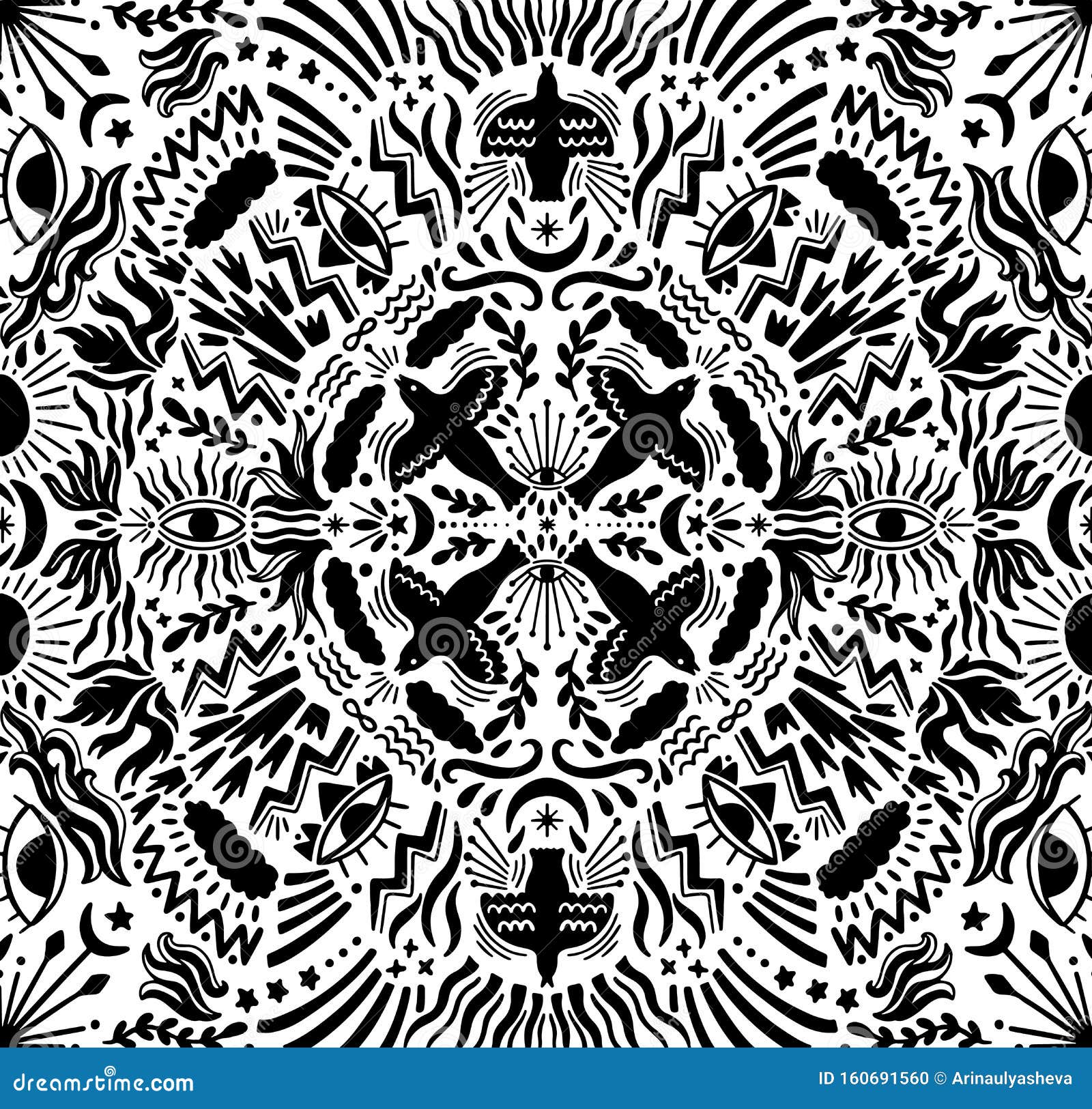 Pattern Mystic Ornament.Hand Drawn Doodle Style.Hand Drawn Stock Vector ...