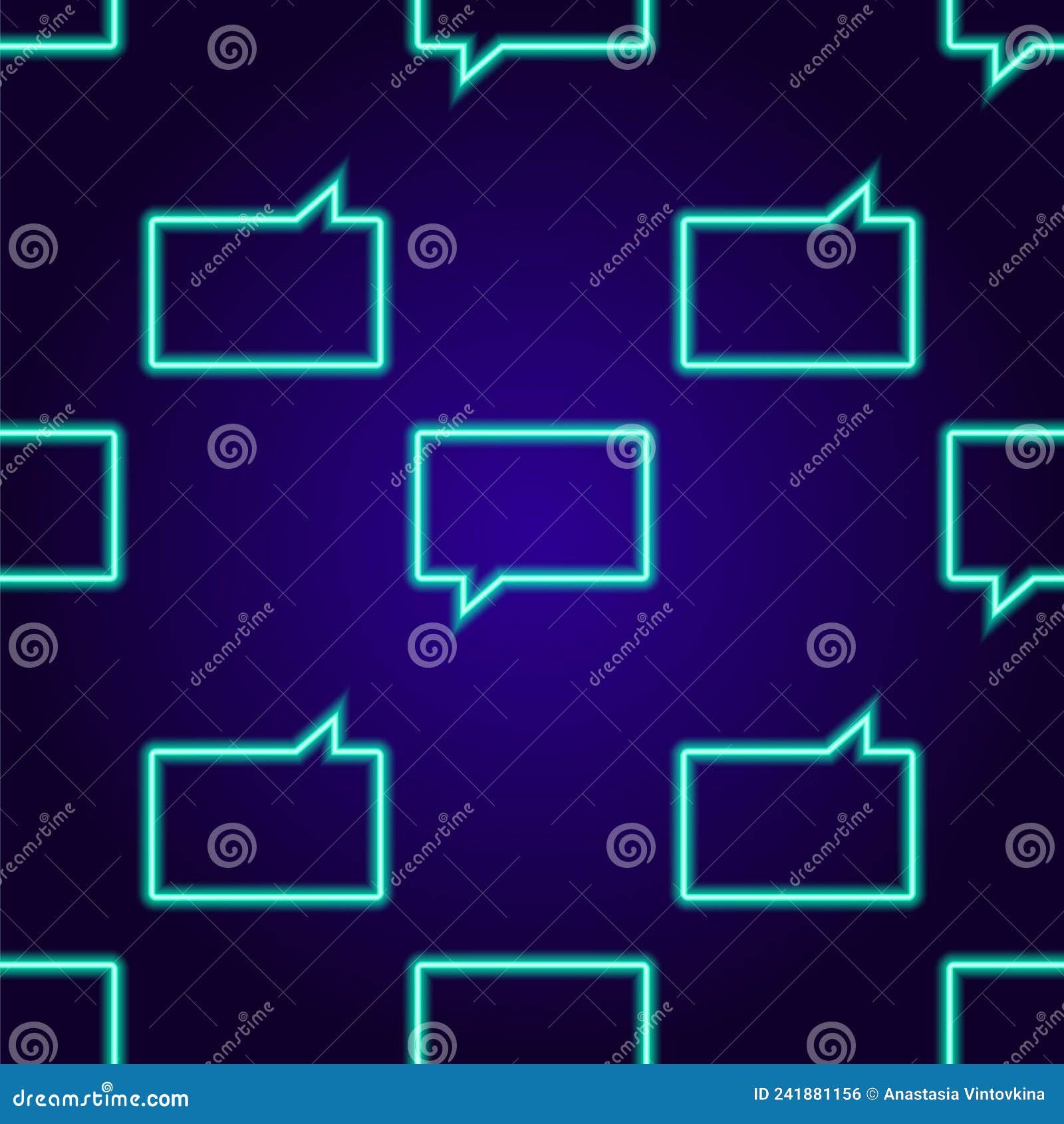 A Pattern of Neon Speech Bubbles of Turquoise Line. Seamless Pattern ...