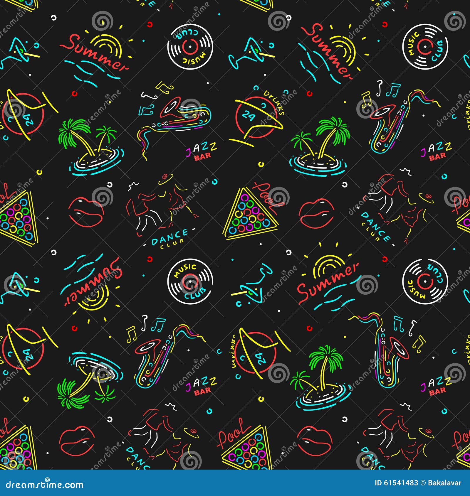 The Pattern of Neon Vegas Signs Stock Vector - Illustration of island ...