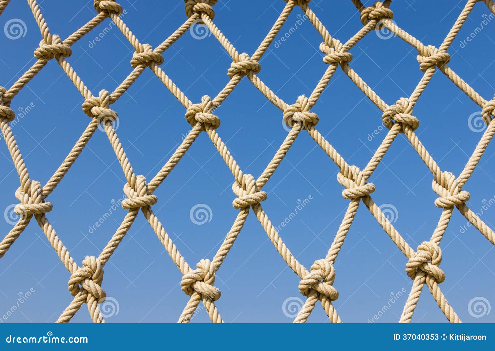 Pattern Net the Rope Mesh Horizontal on Blue Sky Stock Image - Image of ...