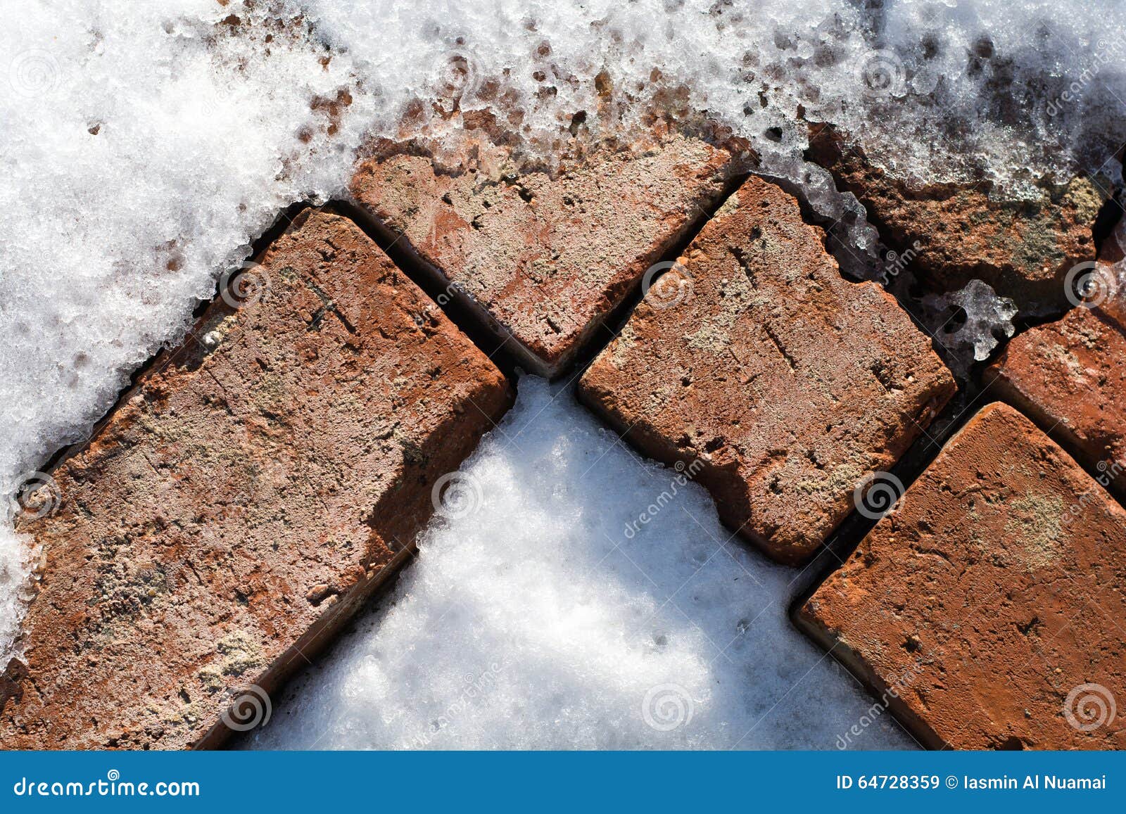 Pattern of Old Bricks in Snow and Ice Stock Image - Image of sizes ...