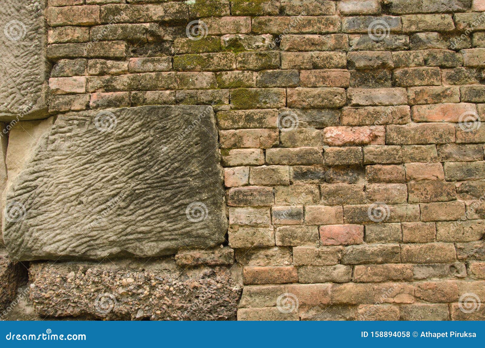Pattern of Old Bricks and Stone Wall Stock Photo - Image of concrete ...