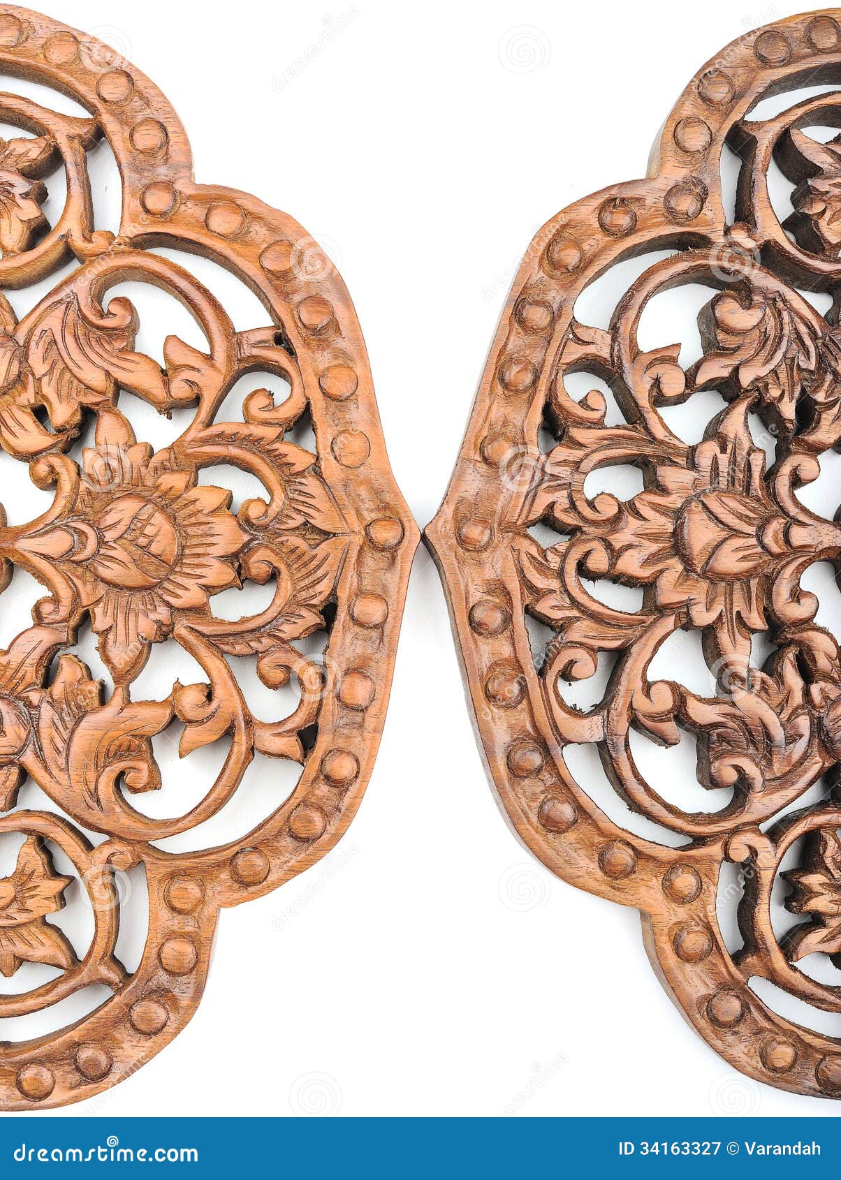 Pattern of Old Carved Wood on White Background Stock Image - Image of ...