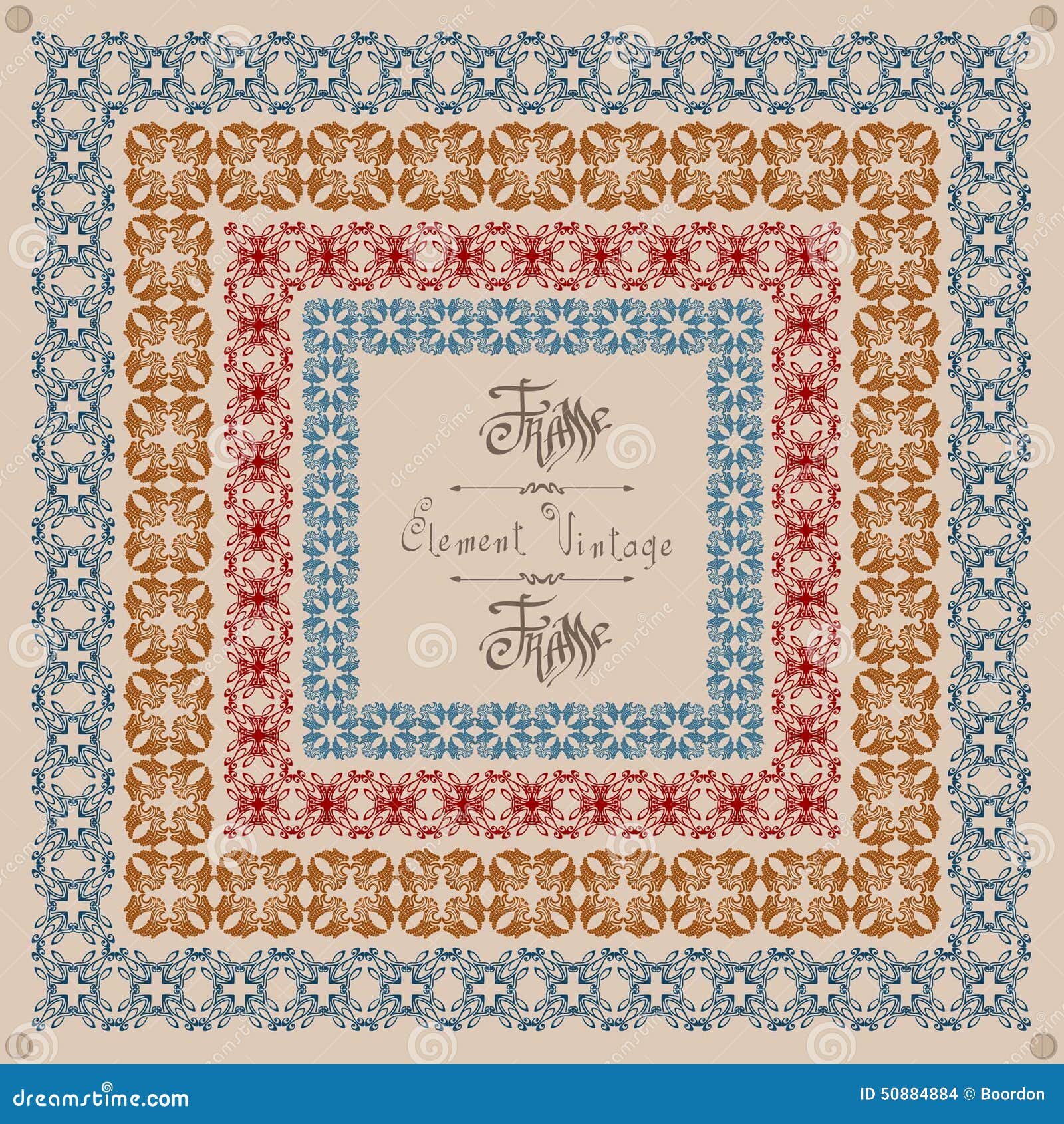 Pattern Old Cross Vintage Square Frame Stock Vector - Illustration of ...