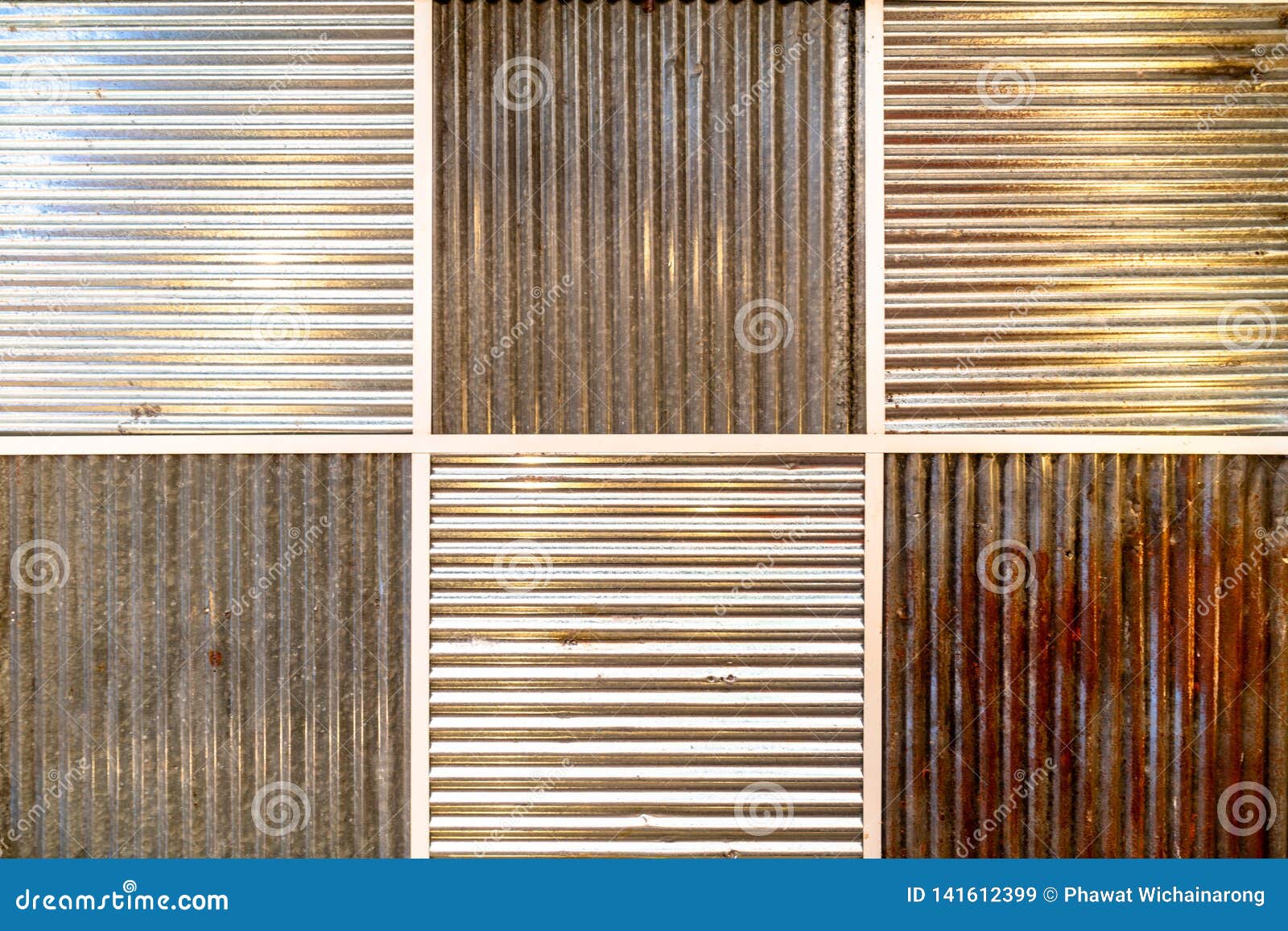 Pattern of Old and New Galvanized Iron Wall. Stock Image - Image of ...