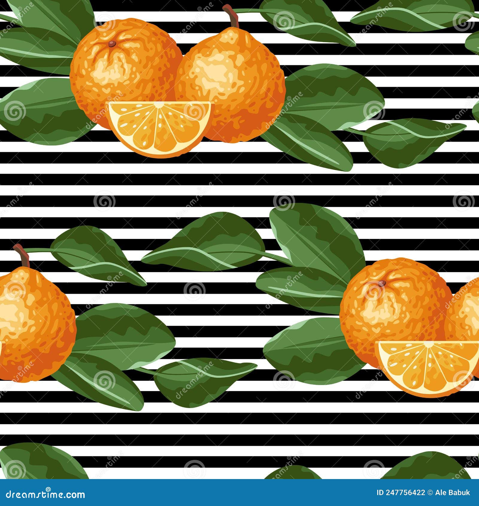 Pattern of Oranges on the Background of Stripes Stock Vector ...