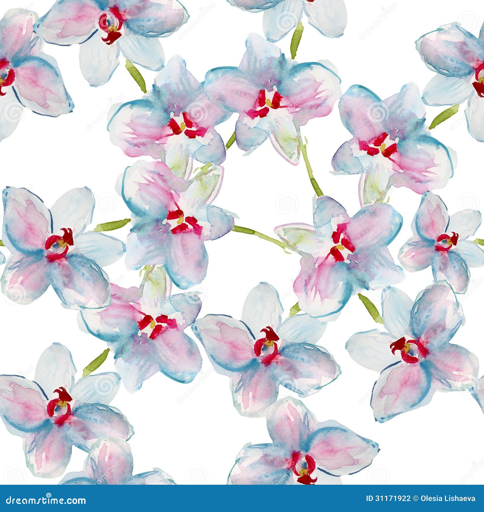 Pattern with orchids stock illustration. Illustration of blooming ...