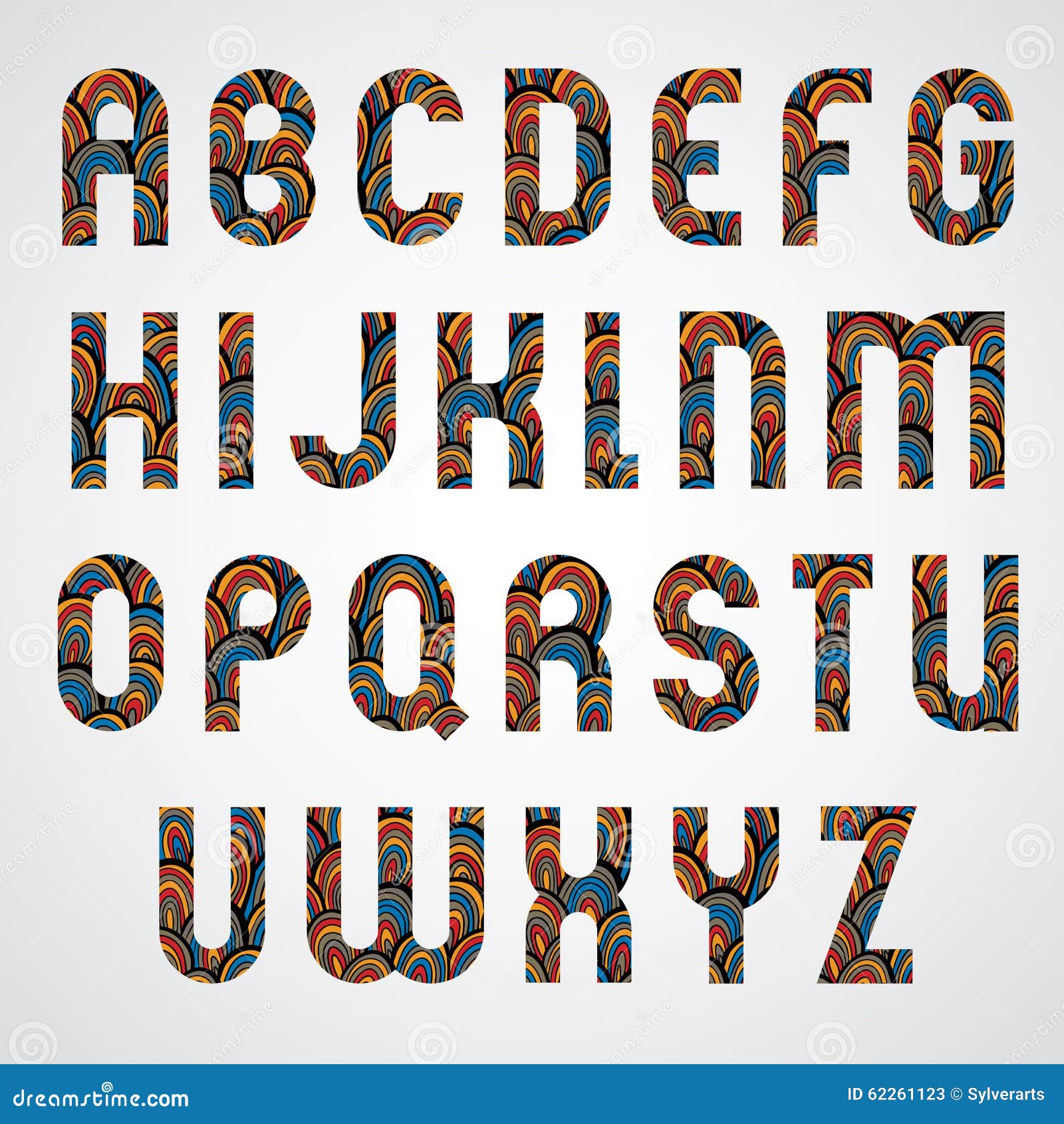 Pattern Ornamental Colorful Abstract Font, Upper Case Letters. Stock ...