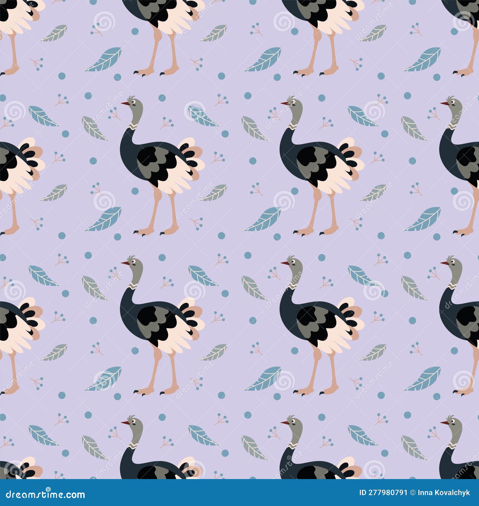 Pattern with ostrich bird stock vector. Illustration of character ...