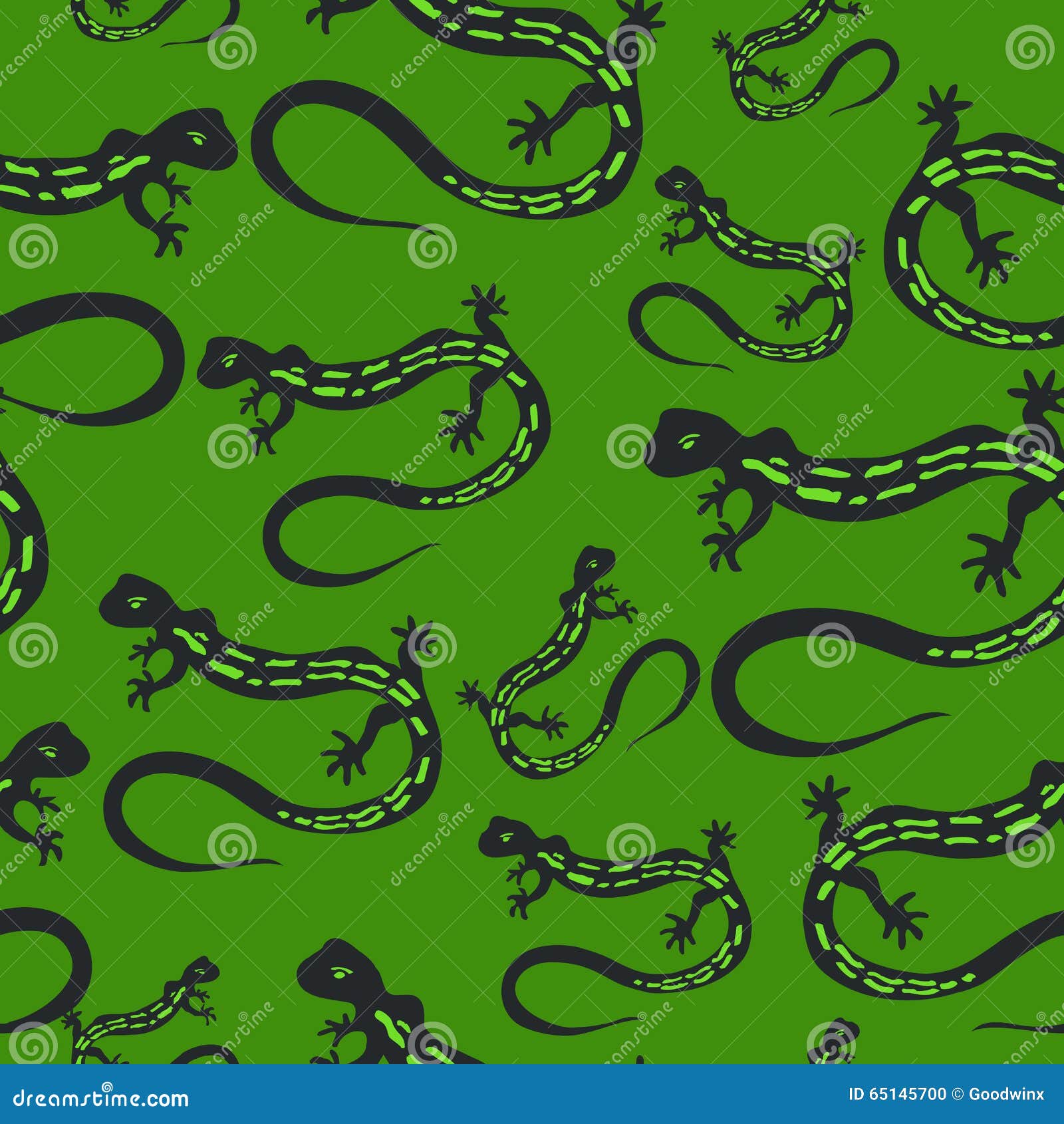 Pattern Outline Drawing Black Lizard On A Green Vector Illustration ...