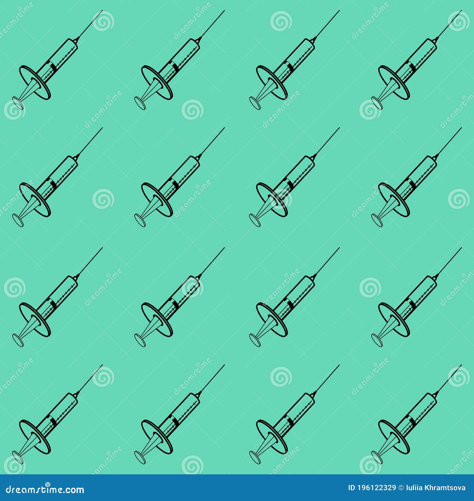 Pattern Outline of a Medical Syringe on a Green Background. Vector ...