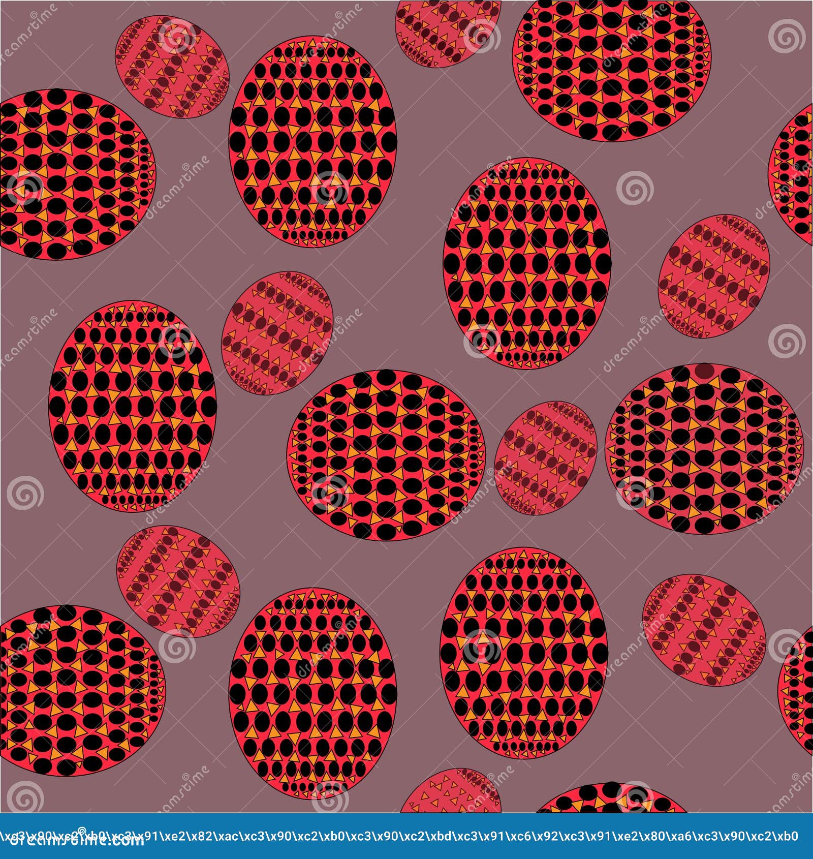 Pattern of Ovals with Red and Orange Patterns Stock Vector ...