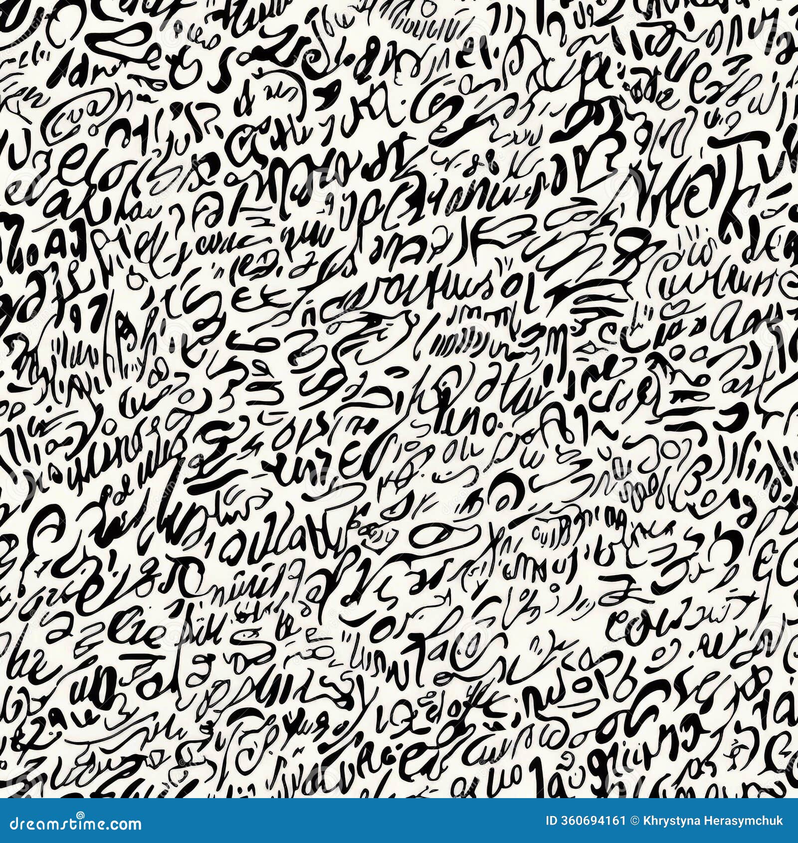 A Pattern of Overlapping Cursive Words and Phrases, Hand-drawn in a ...