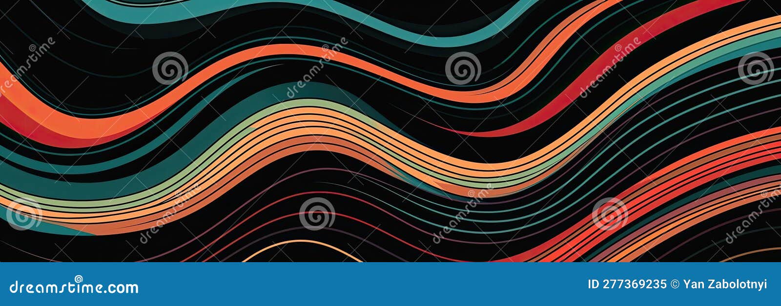 A Pattern Of Overlapping Curved Lines In Various Colors Background
