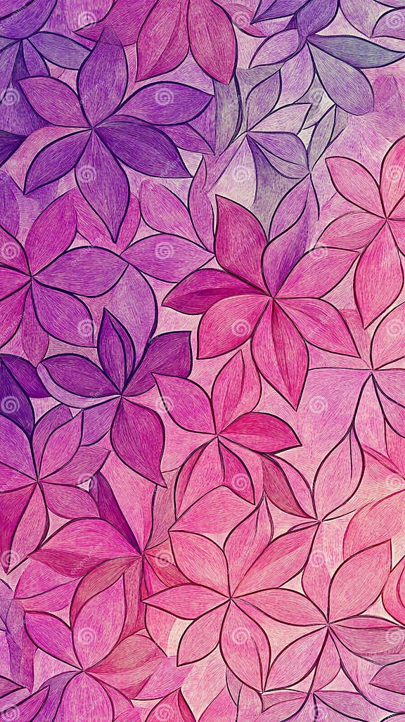 Pattern of Overlapping Flower Petals in Gradient Pinks and Purples ...