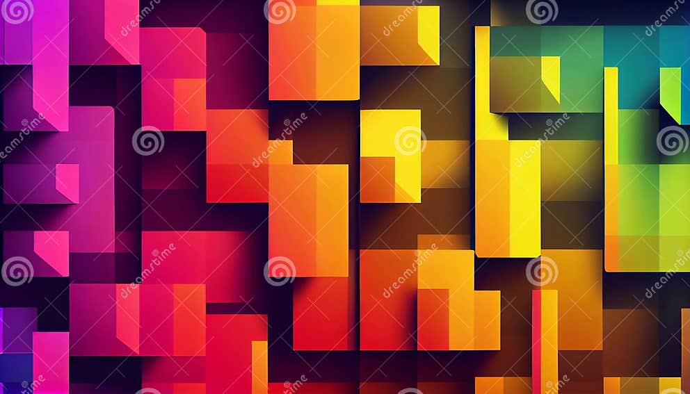 A Pattern of Overlapping Rectangles in Bright Colors, with a Gradient ...