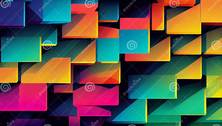 A Pattern of Overlapping Rectangles in Bright Colors, with a Gradient ...