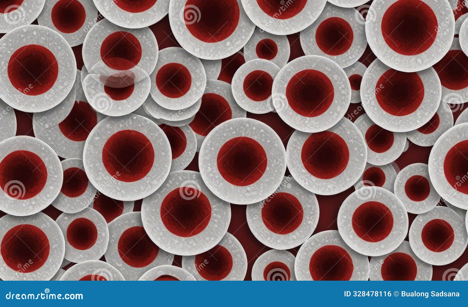 Pattern Overlapping White and Red Circles, with Small Red Dot in the ...