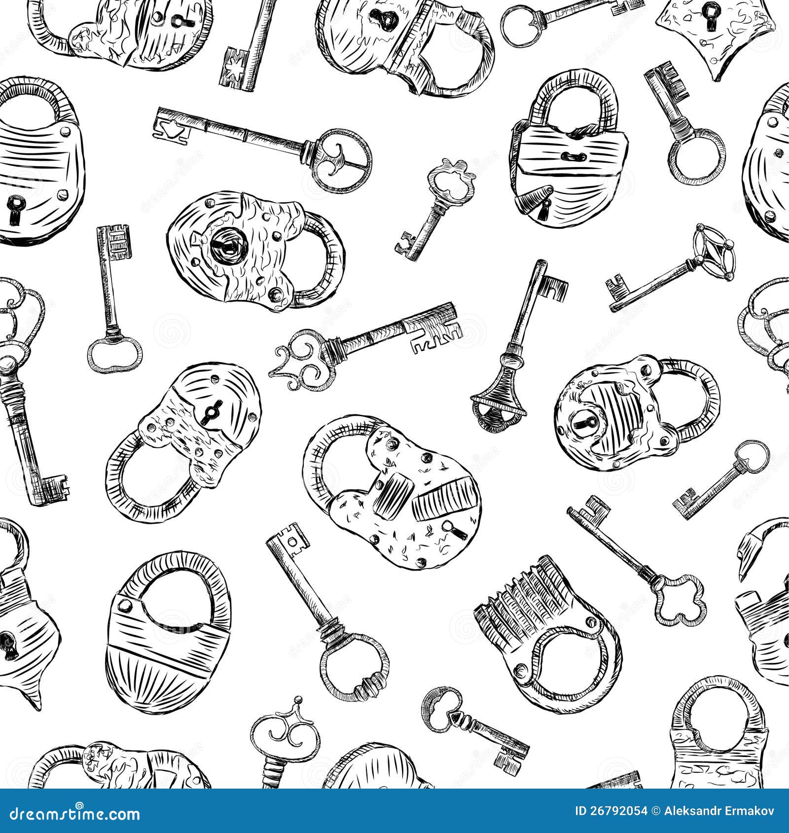 Pattern with a Padlocks and Keys Stock Vector - Illustration of product ...