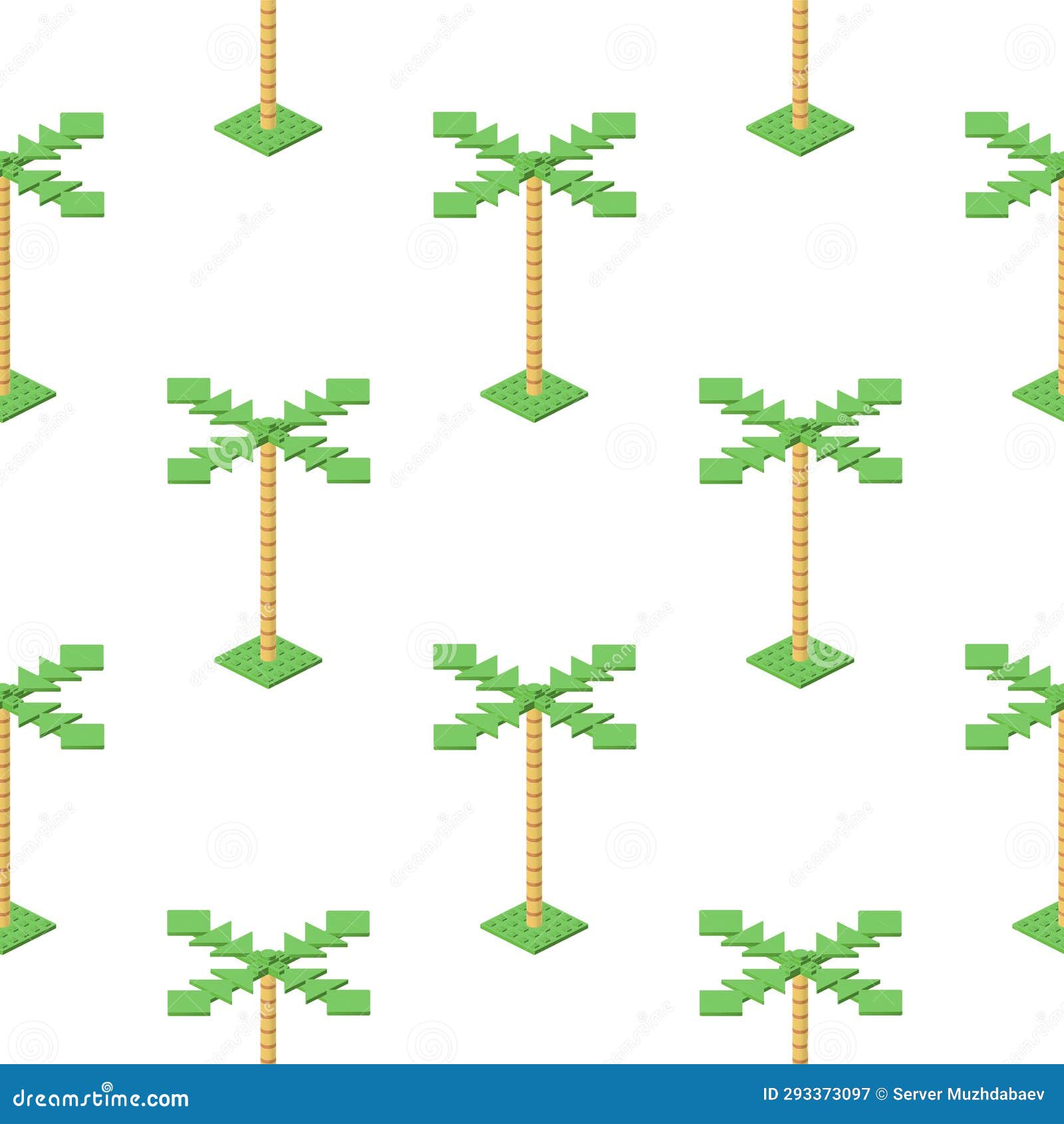 Pattern of Palm Trees in Isometry on a White Background. Vector Stock ...
