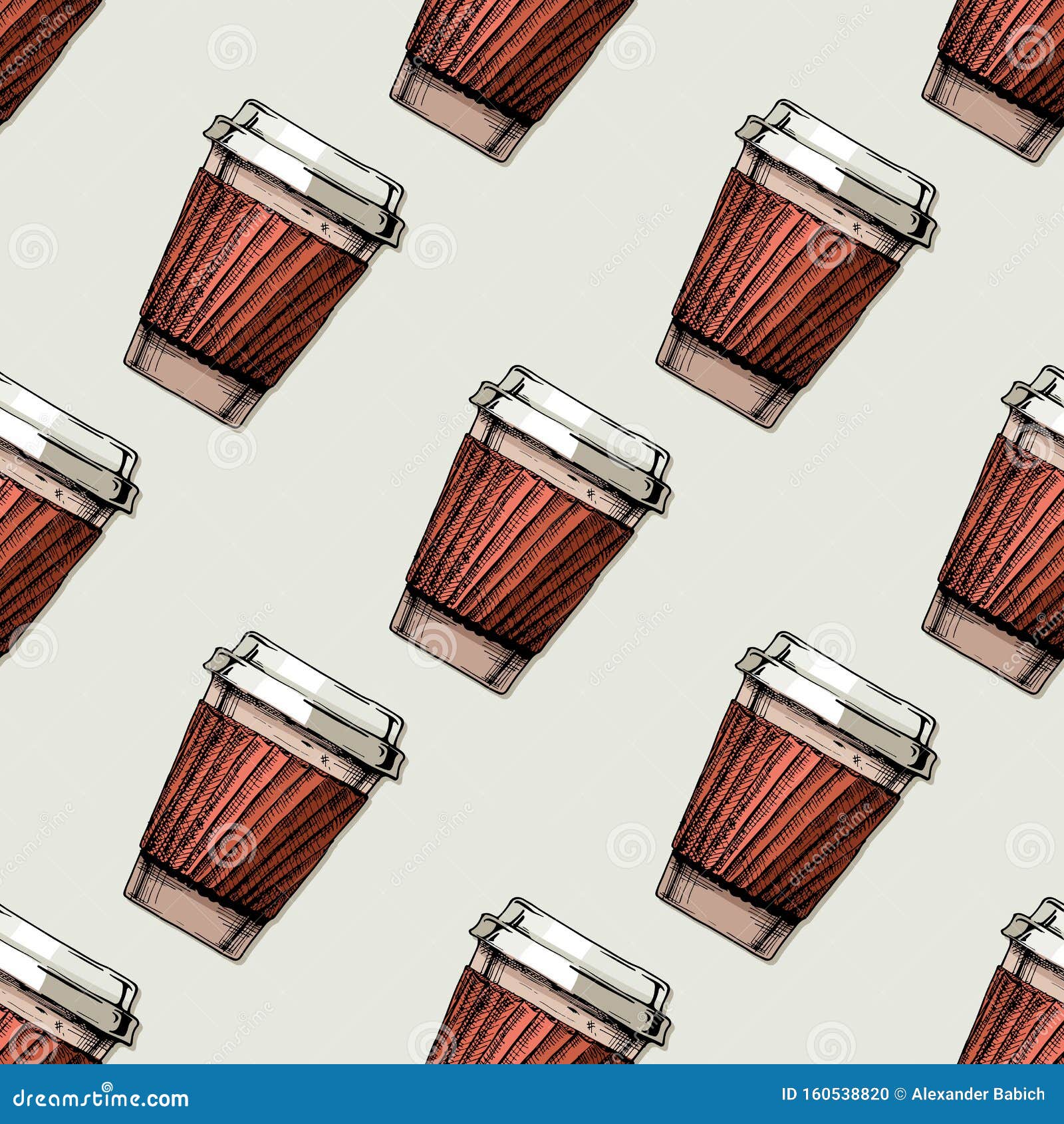 Pattern with paper cup stock vector. Illustration of sketching - 160538820