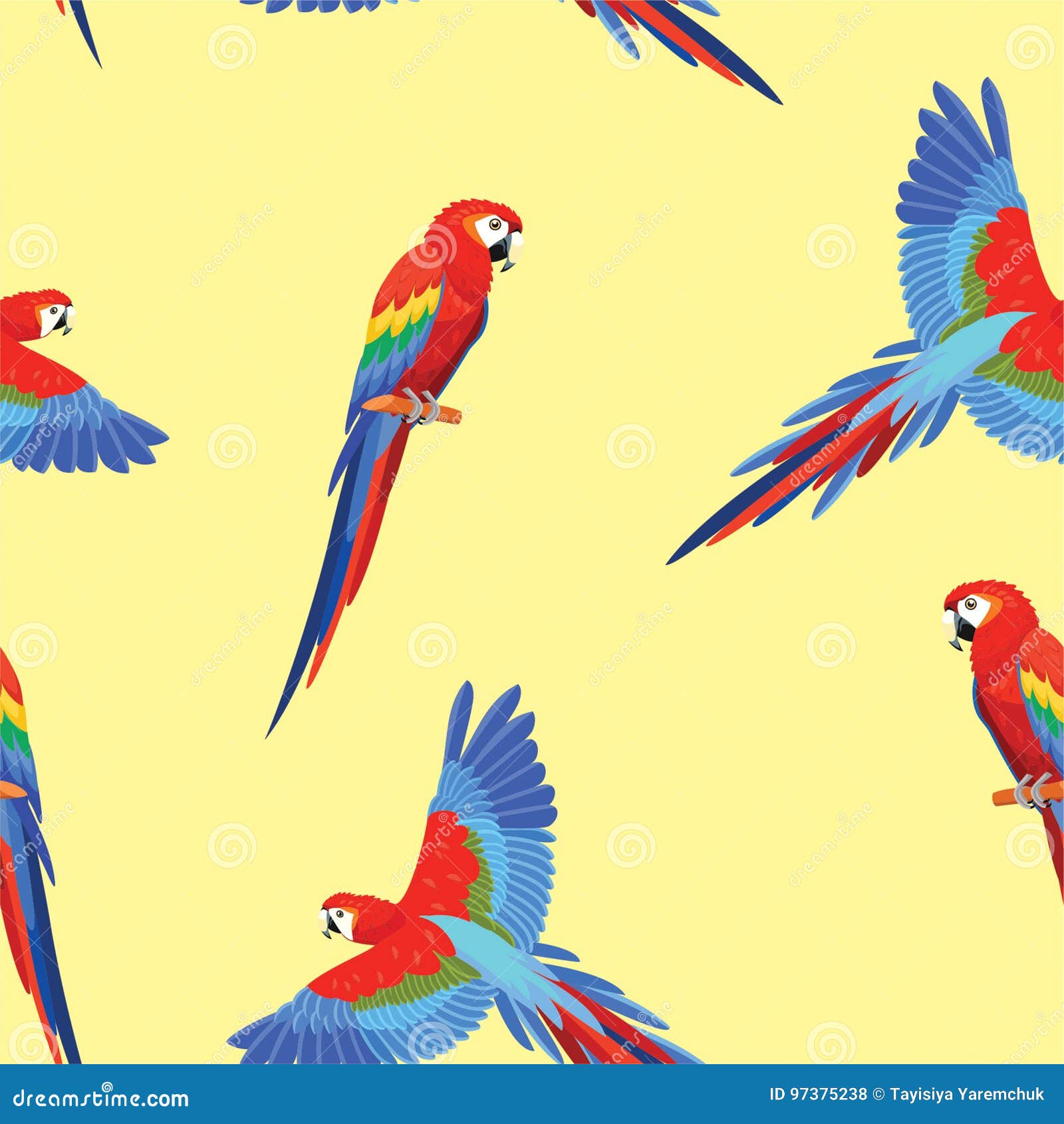 Pattern with Parrots. Seamless Texture. Stock Vector - Illustration of ...