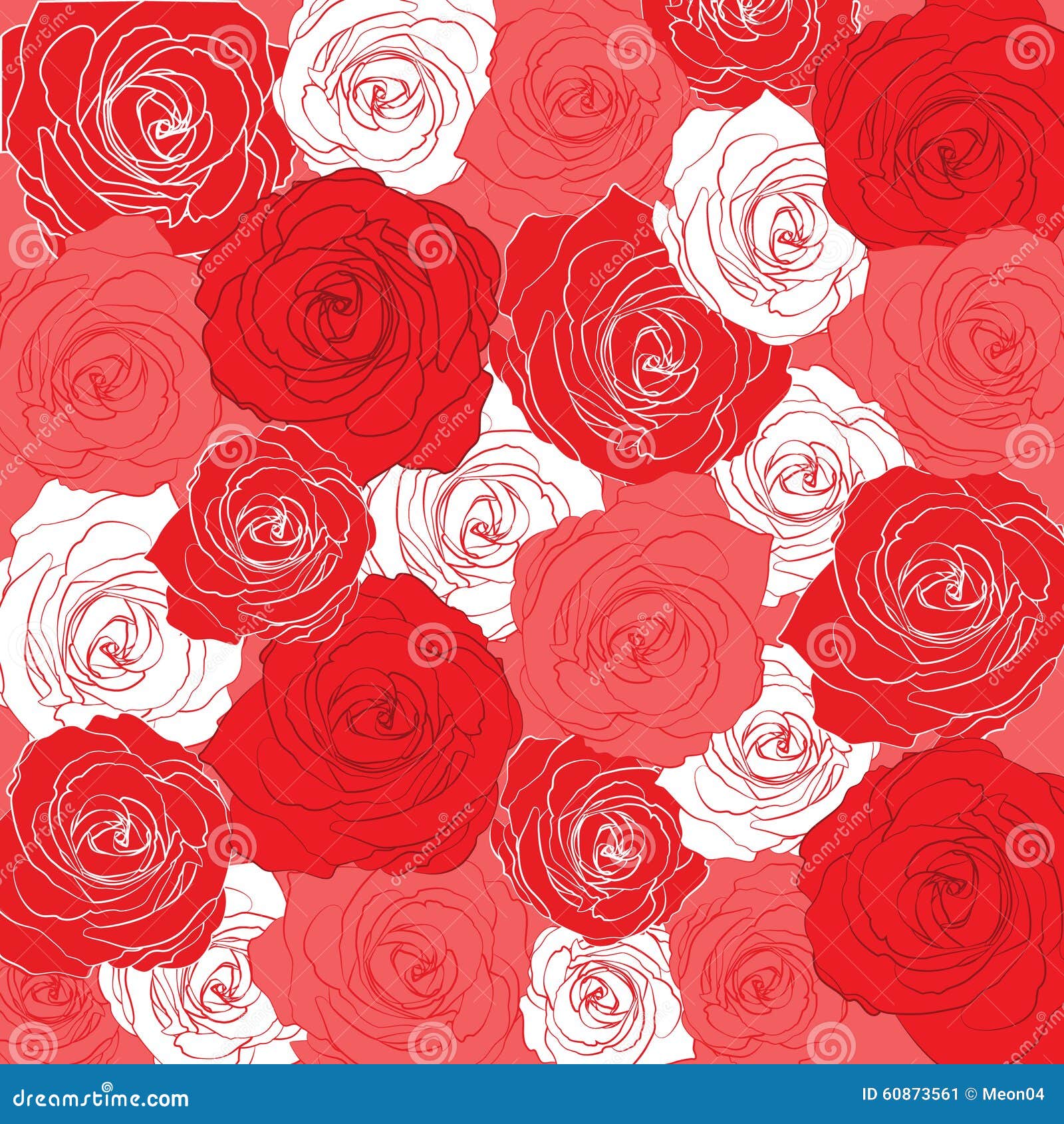 Pattern of Passionate Roses Stock Illustration - Illustration of vintage, isolated: 60873561