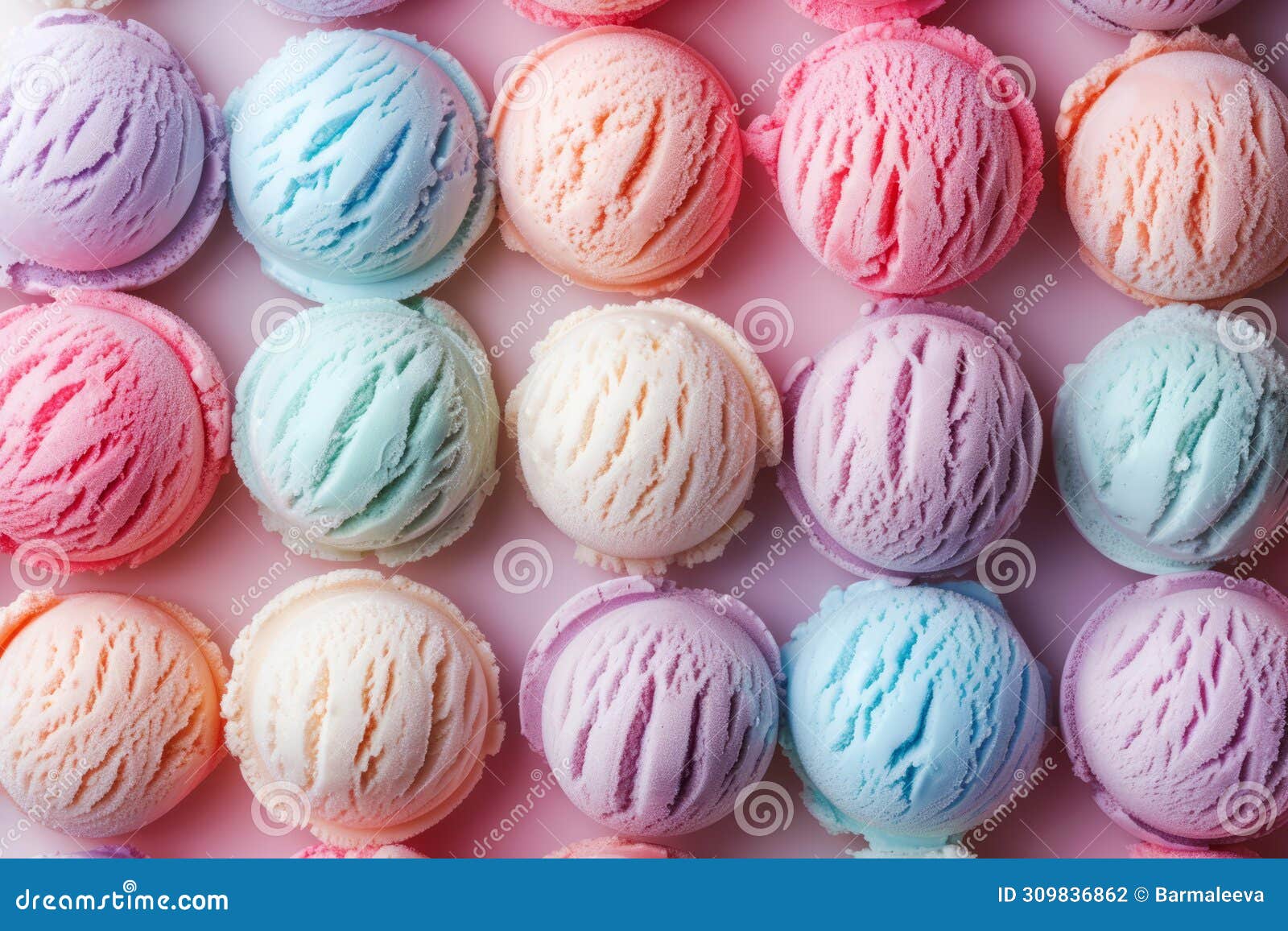 Pattern of Pastel Colored Scoops of Ice Cream. Summer Minimalism Stock ...