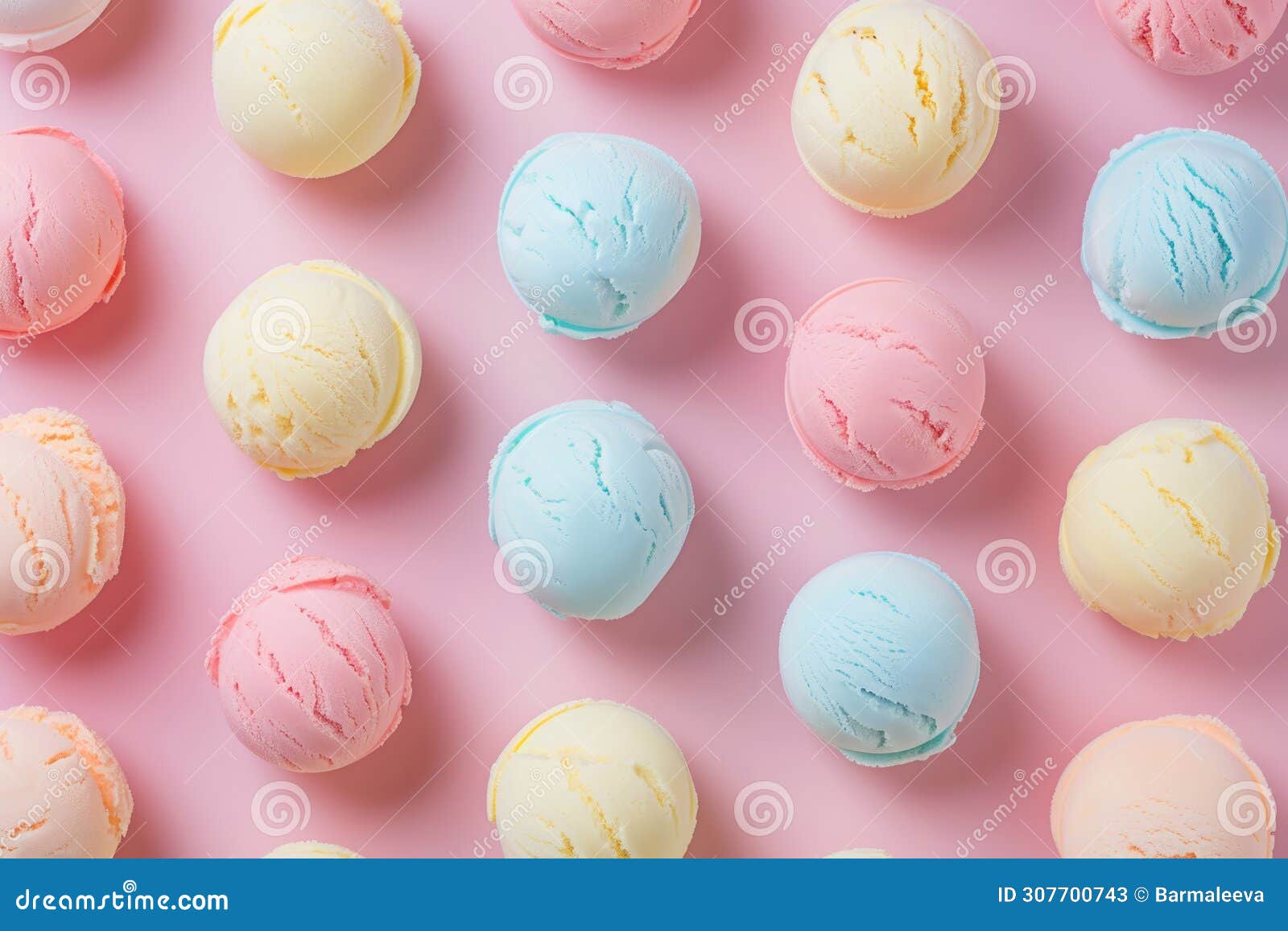 Pattern of Pastel Colored Scoops of Ice Cream. Summer Minimalism Stock ...