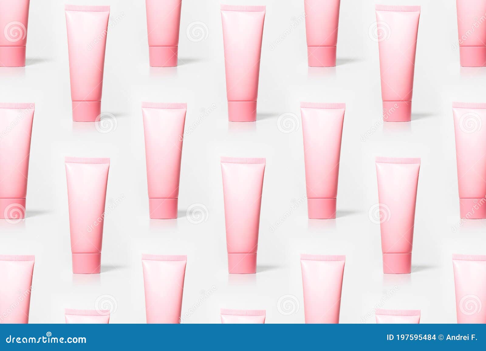 Pattern of Pastel Pink Cream Tubes Isolated on White Background. Stock ...