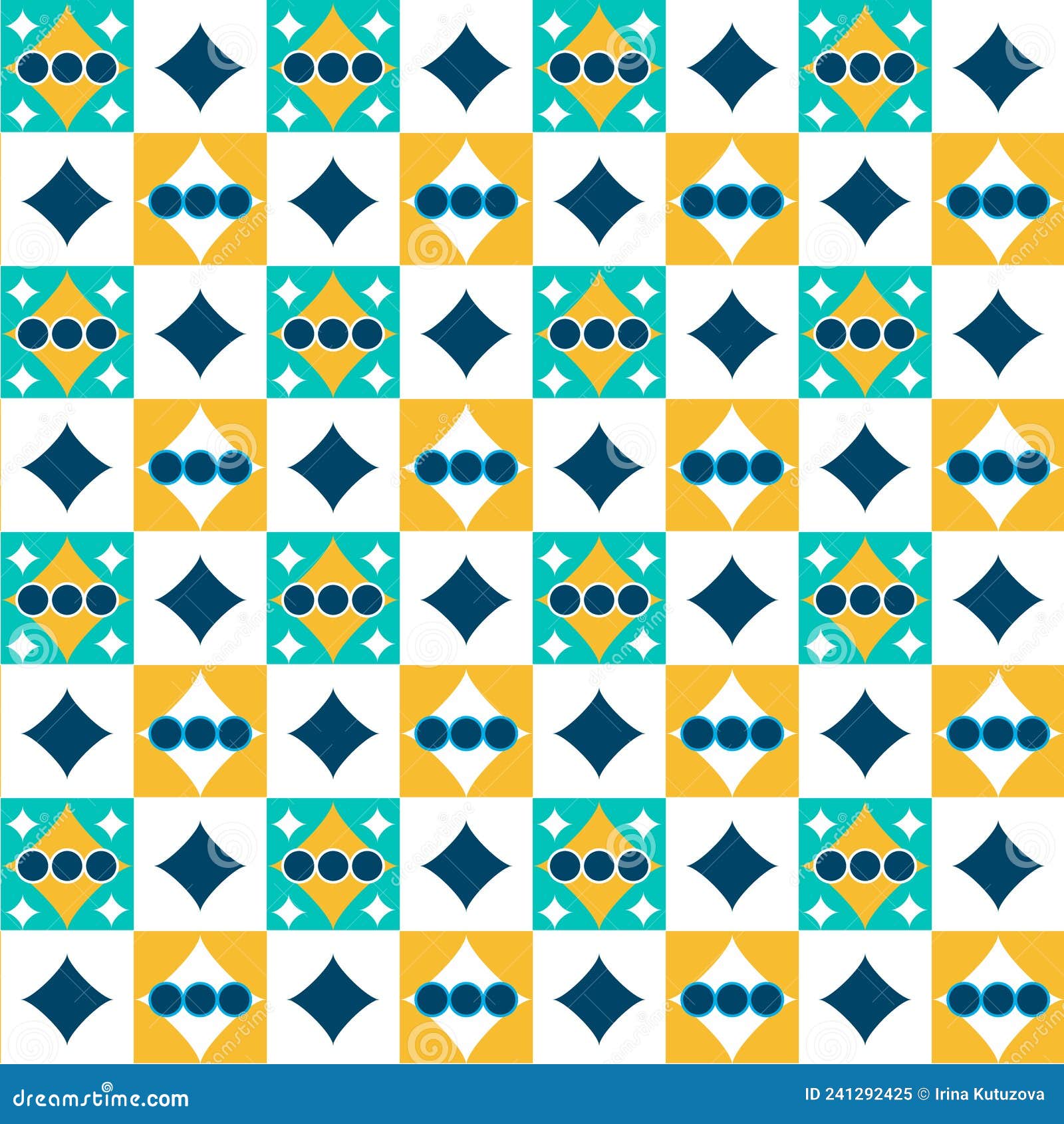 Pattern in Patchwork Style. Geometric Shapes in Blue and Yellow ...