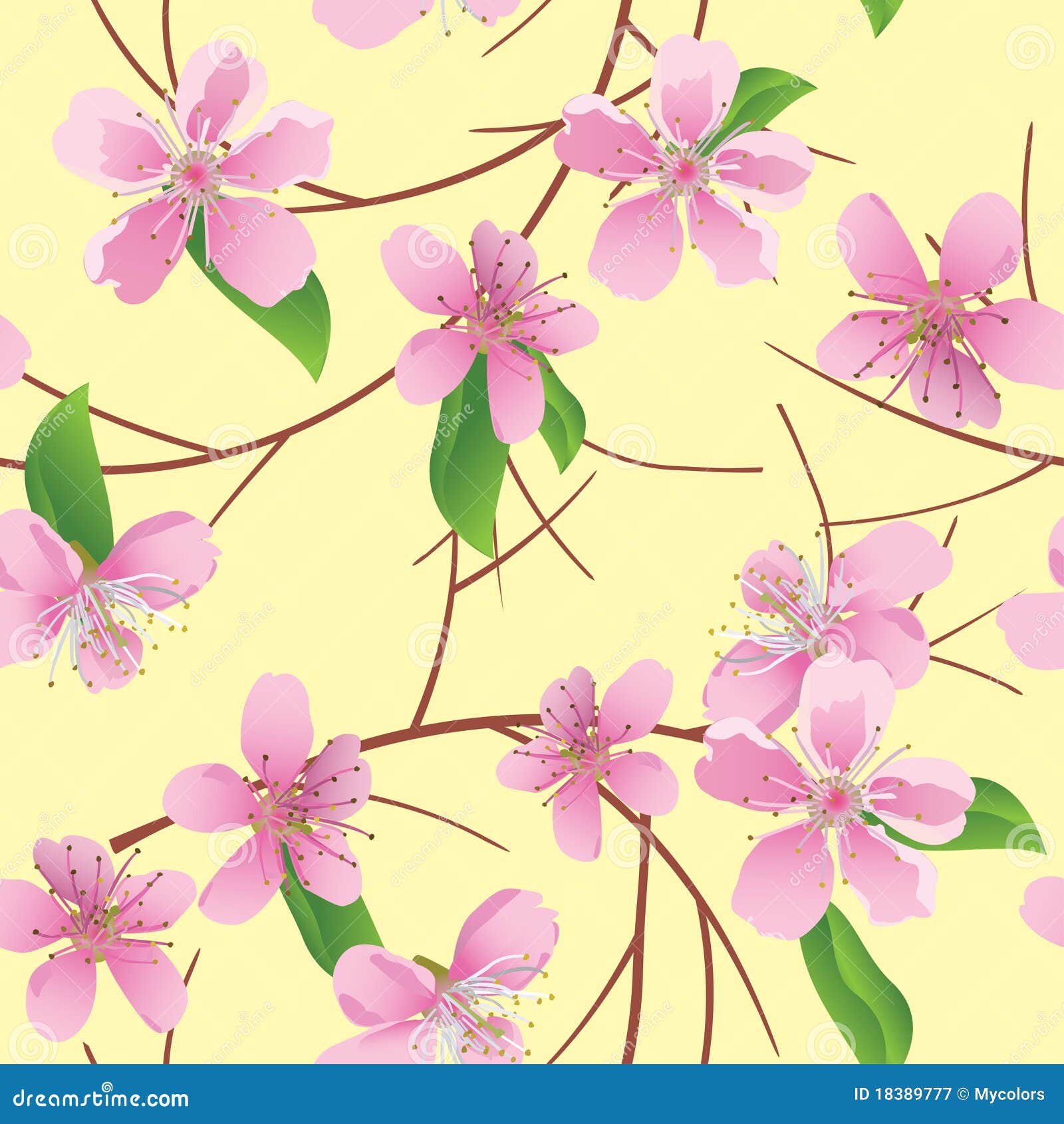Pattern with Peach Flowers - Vector Stock Vector - Illustration of ...