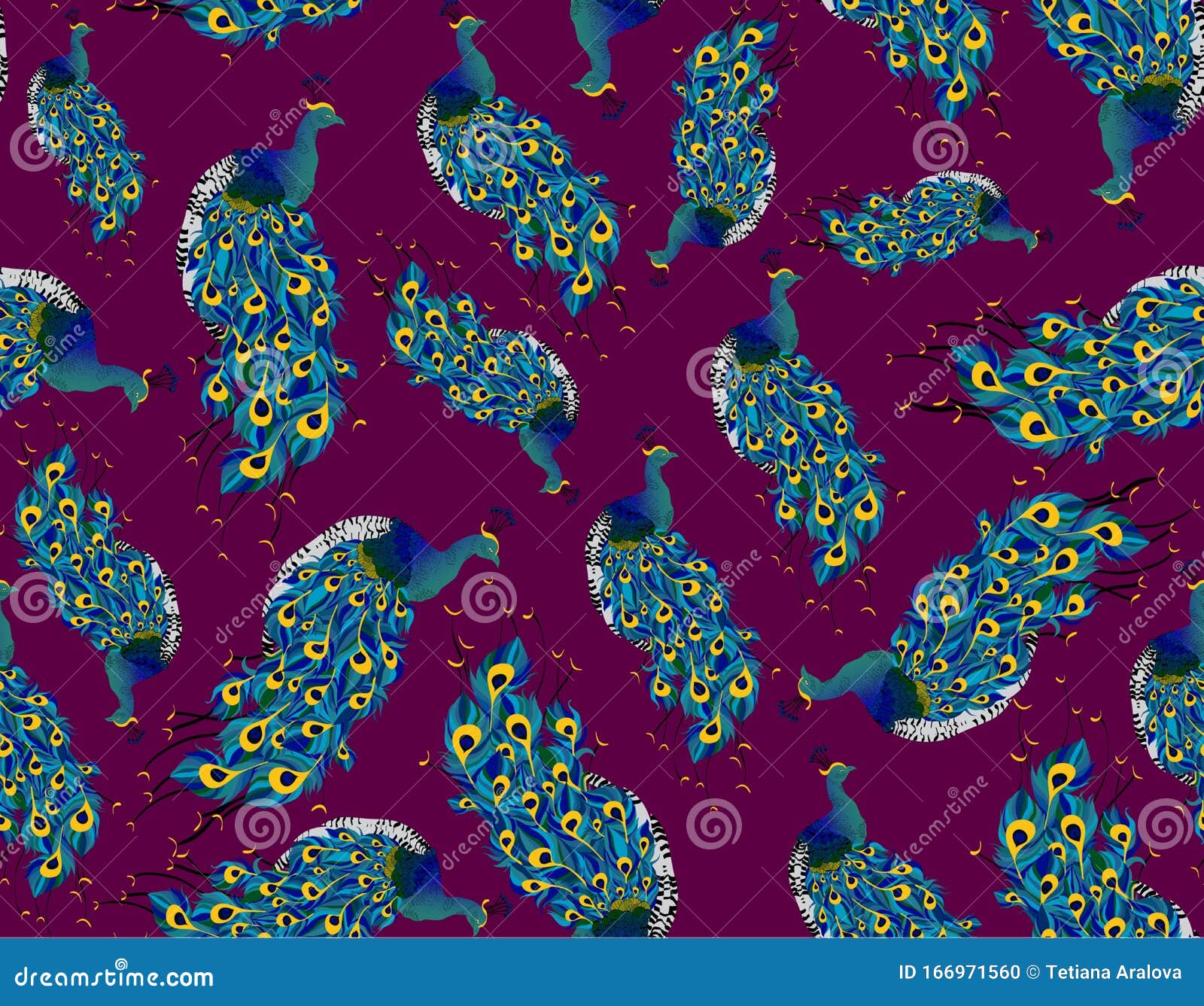 The pattern with peacocks. stock vector. Illustration of nature - 166971560