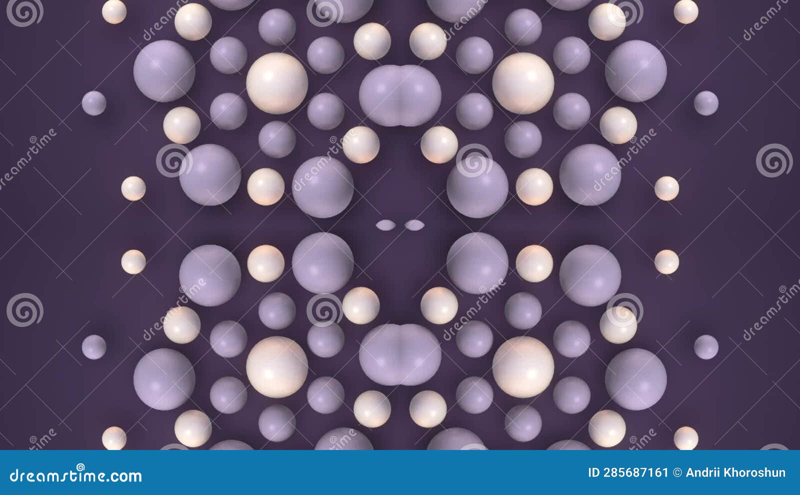 Pattern of Pearlescent Spheres on Purple Background. 3d Rendering Loop ...