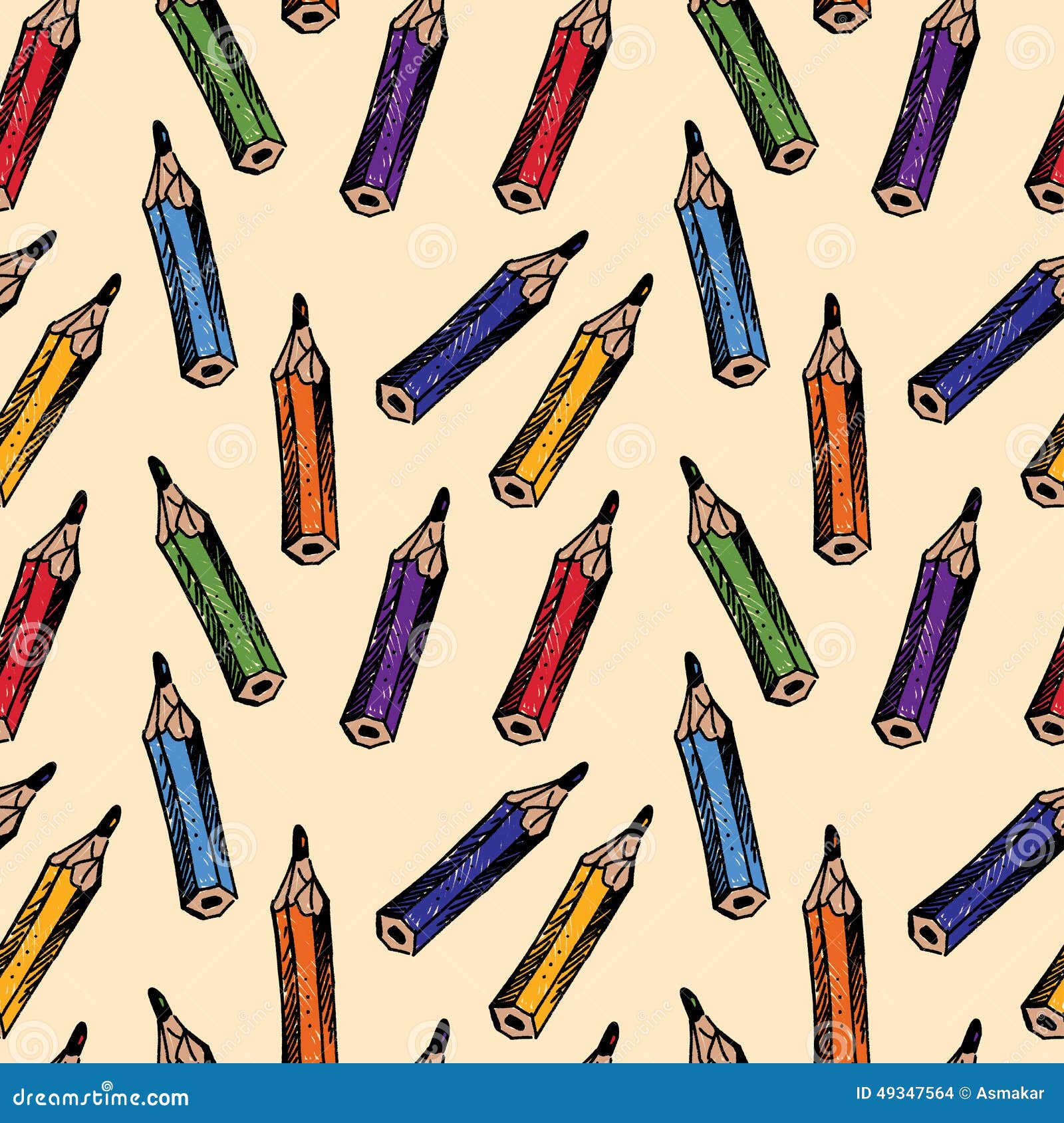 Pattern of pencils stock vector. Illustration of pencils - 49347564