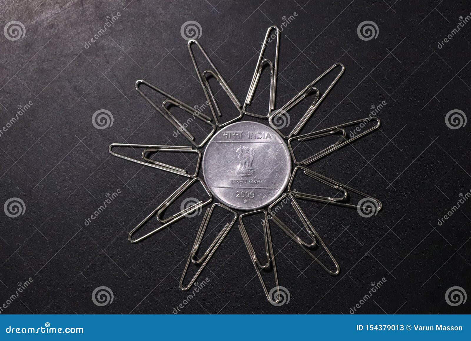 Pattern Photography Using Coins and Paper Clip Stock Image - Image of ...