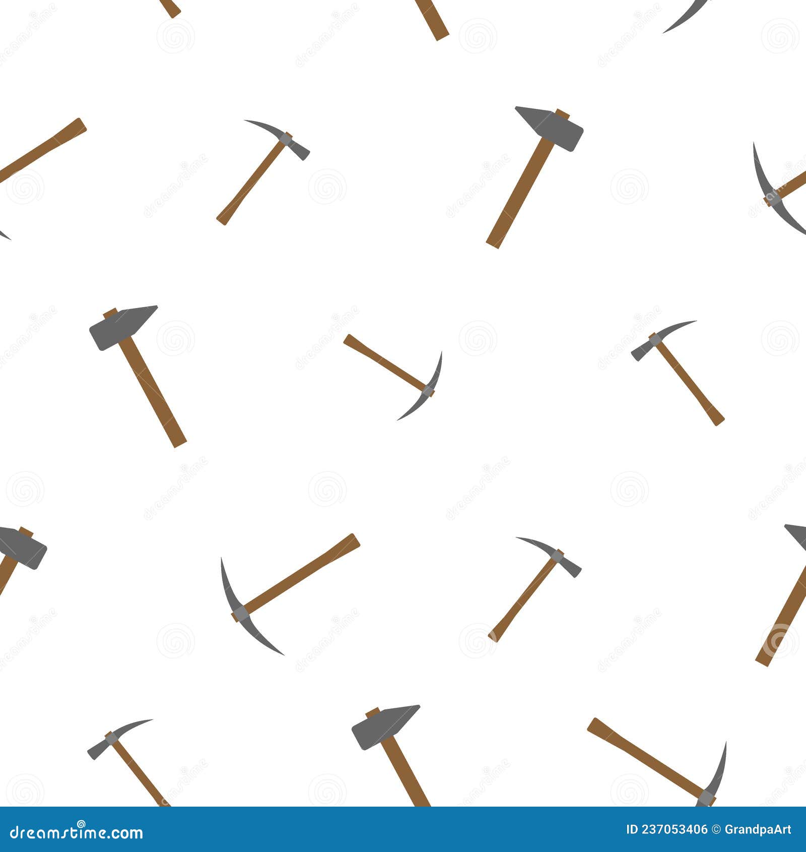 Pattern of Pickaxe with a Wooden Handle and Hammer with Wooden Handle ...