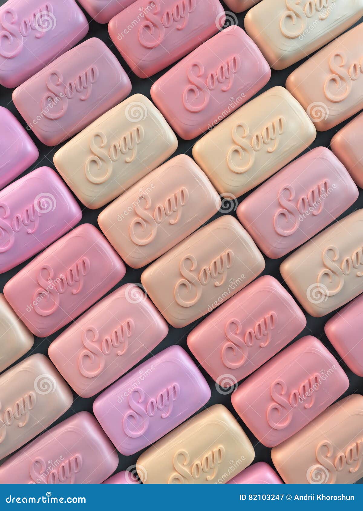 Pattern Pieces of Pink Soap 3d Rendering Stock Illustration ...