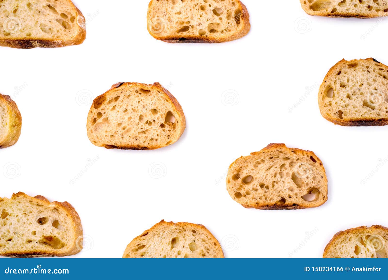 Pattern with Pieces of White Bread Isolated on White Background Stock ...