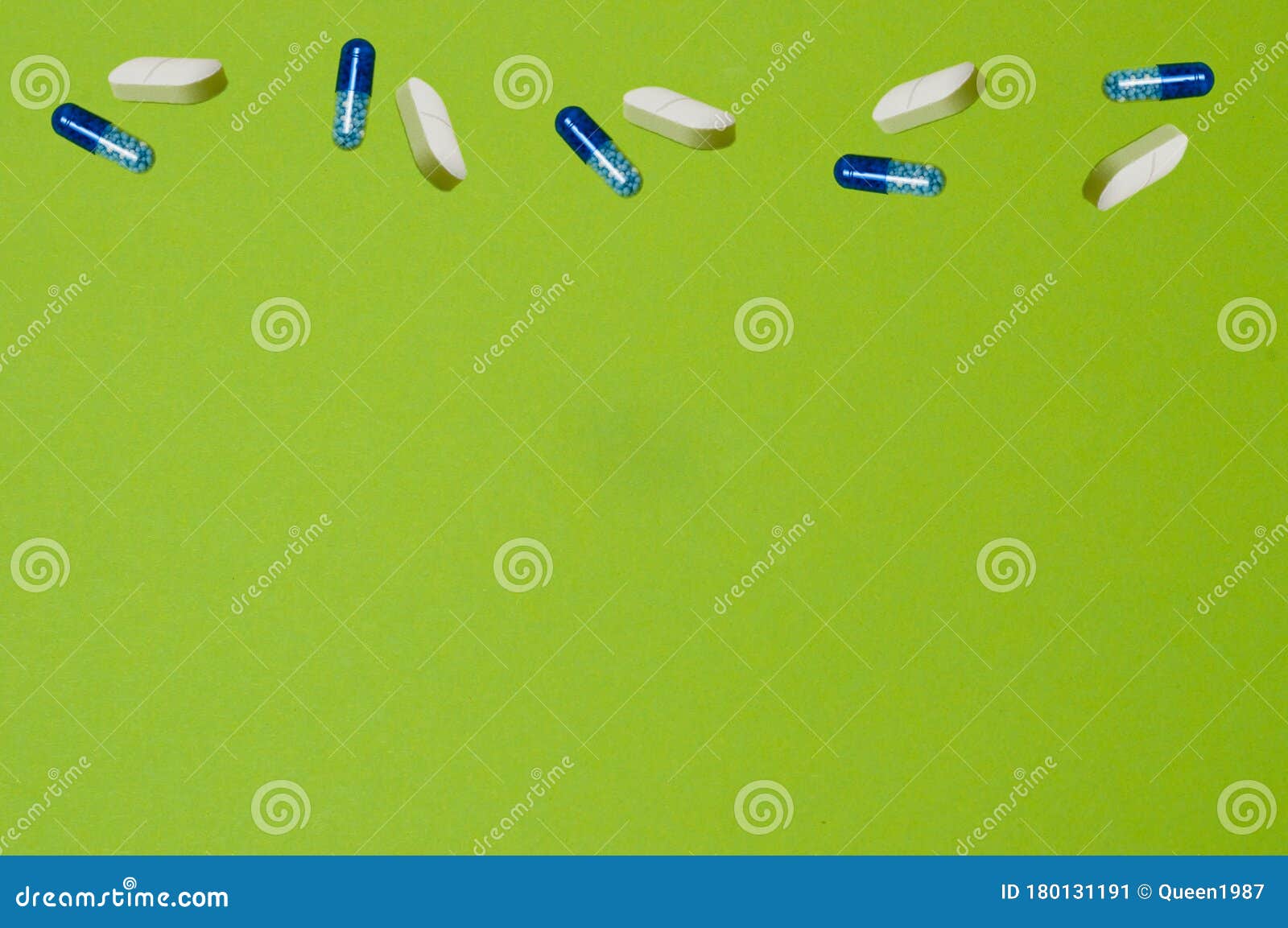 Pattern Pills on a Green Background with Copy Space Stock Image - Image ...