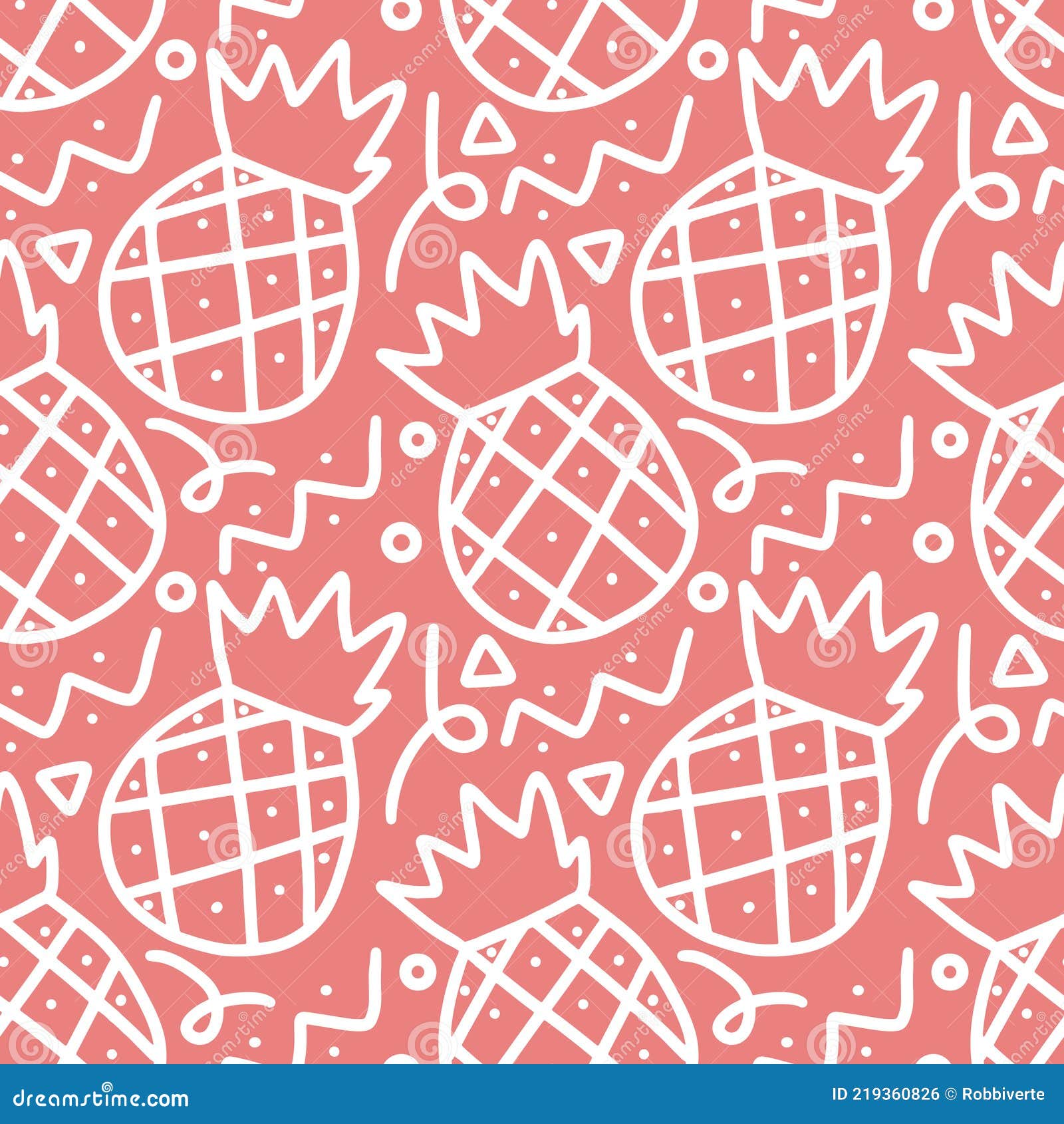 Pattern of Pineapple Doodle Stock Vector - Illustration of frame ...